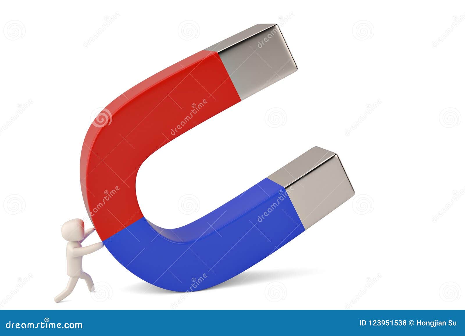 A Character Hold a Big Magnet 3D Illustration. Stock Illustration ...