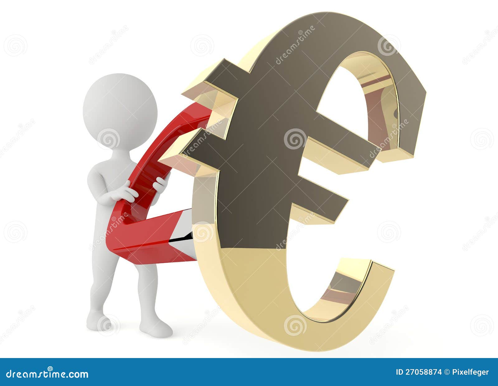 Character Hold a Horseshoe Magnet / Euro Symbol Stock Illustration ...