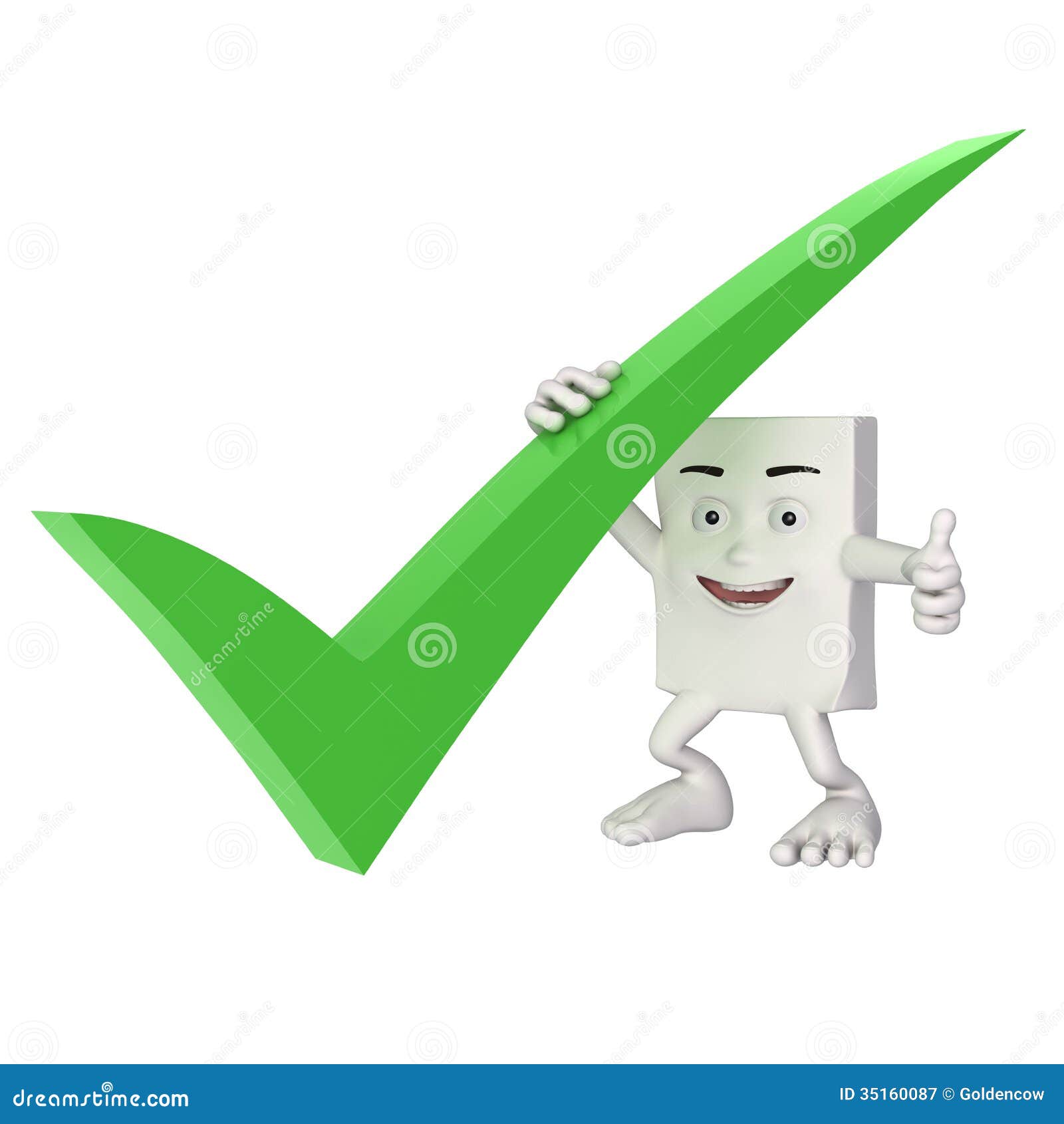 Character Holding Large Green Tick Stock Illustration - Illustration of ...