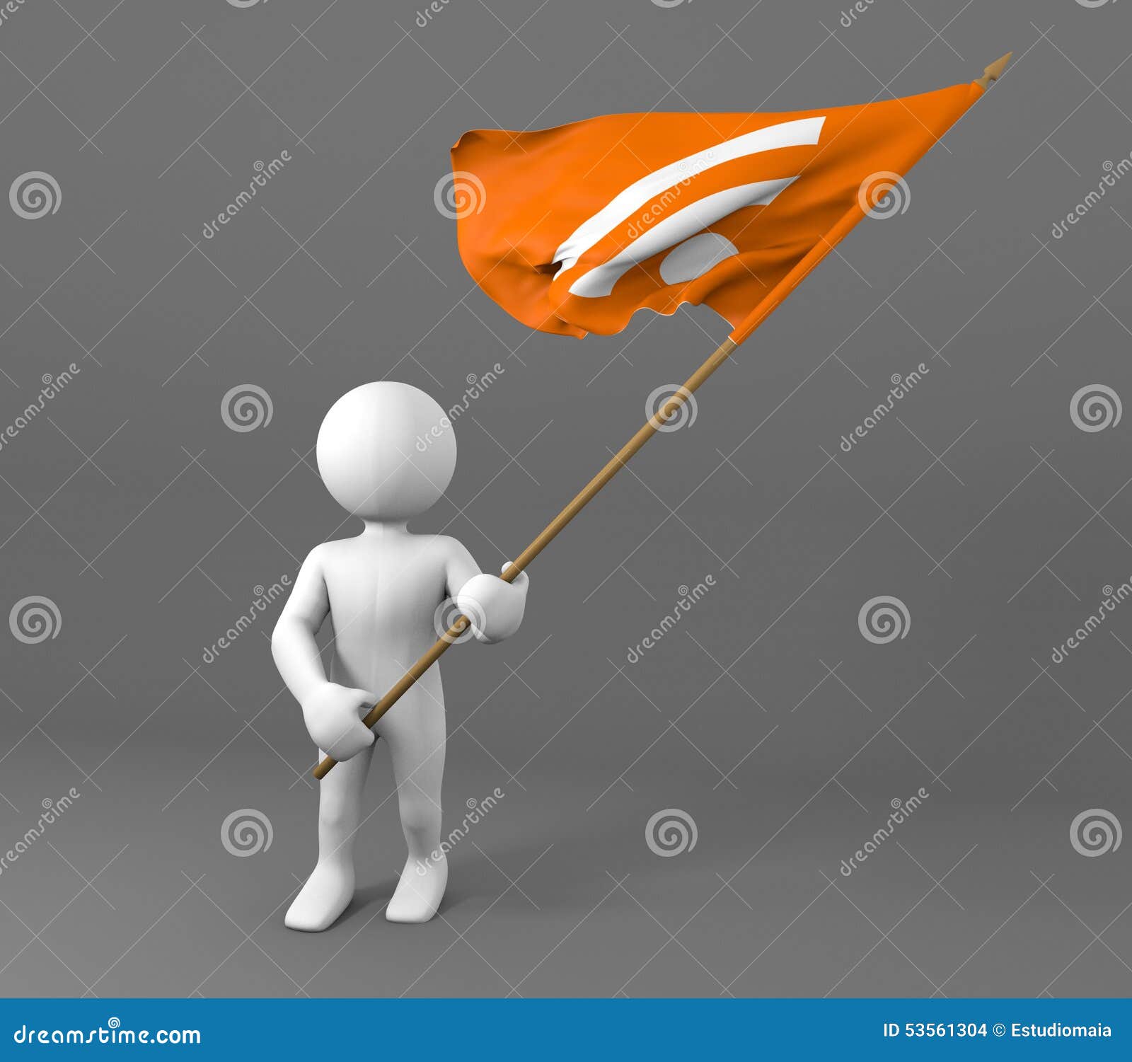 Character Holding RSS Symbol Flag Stock Illustration - Illustration of ...