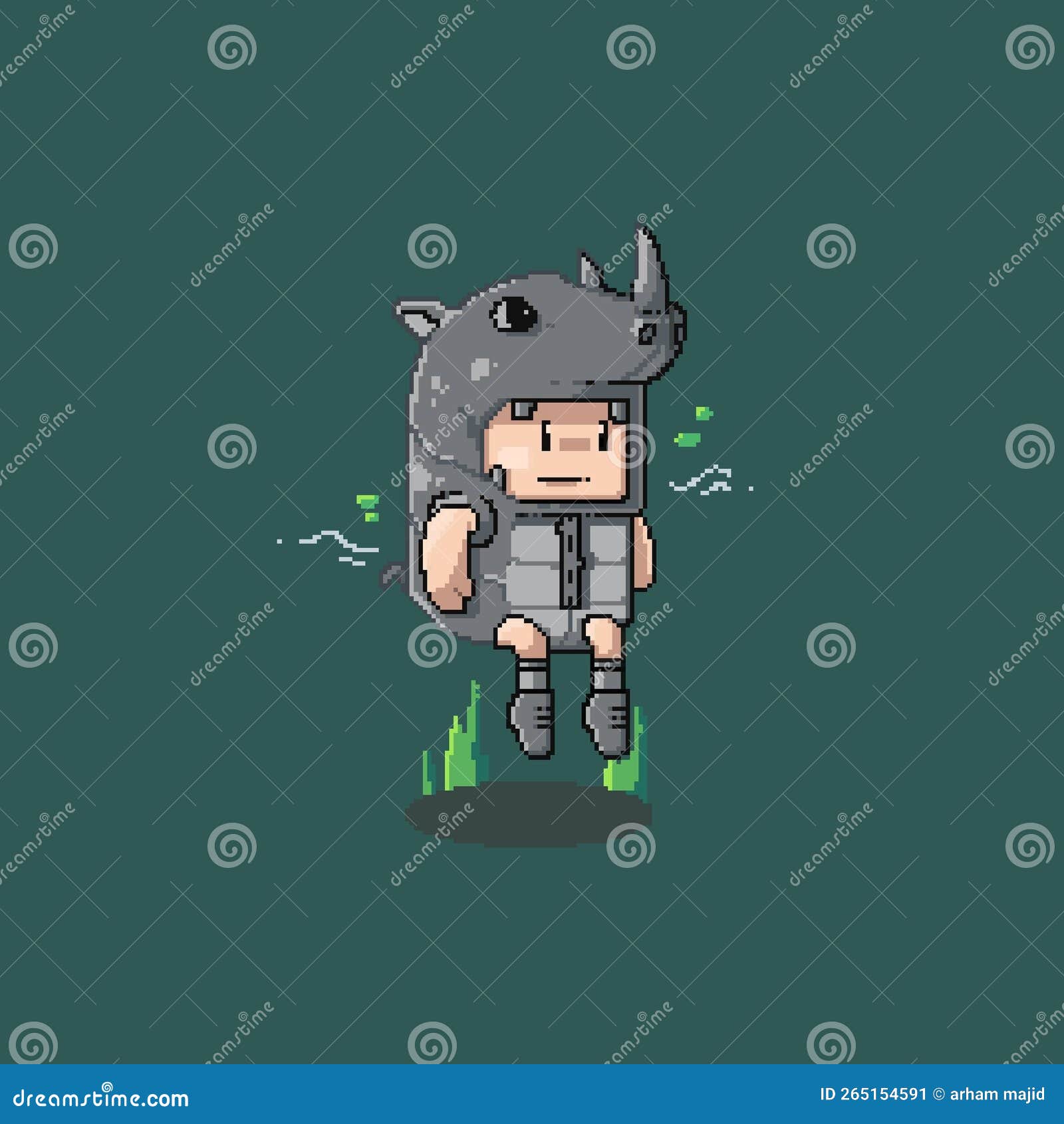 Pixel Art Rhino Character: Cute And Playful Minecraft Style Royalty ...