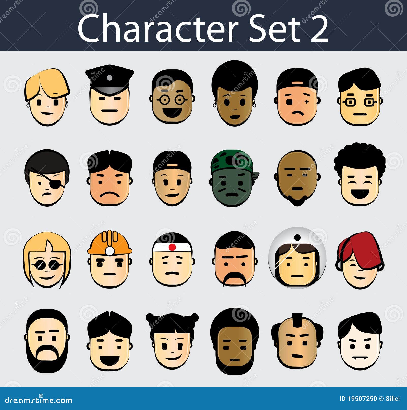 Character Icon Set 2 stock vector. Illustration of female - 19507250