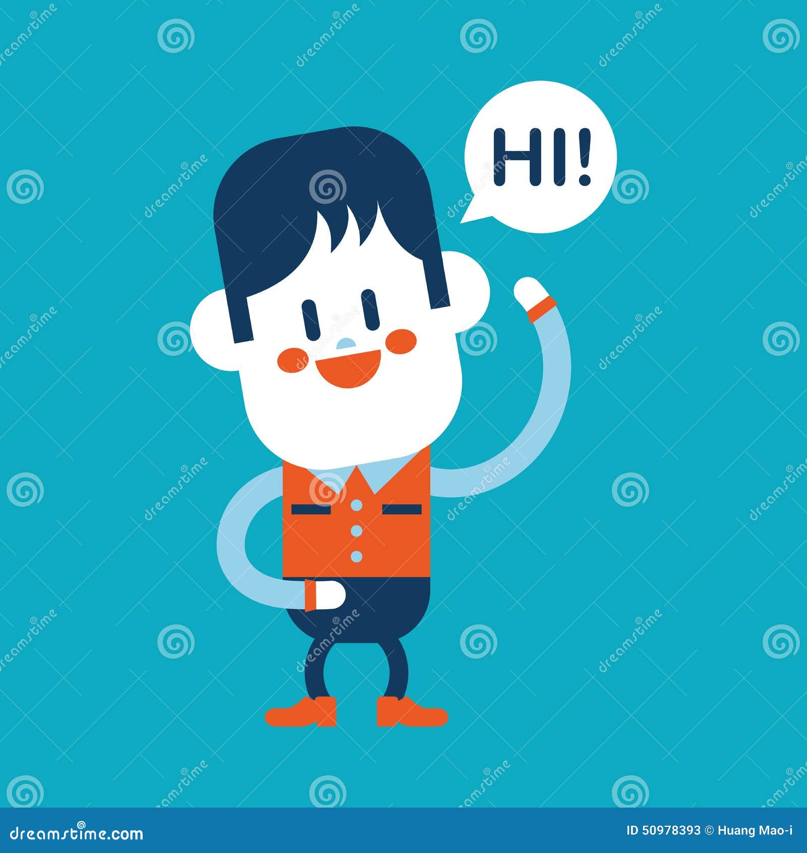 Character Illustration Design. Boy Saying Hi Cartoon,eps Stock Vector ...