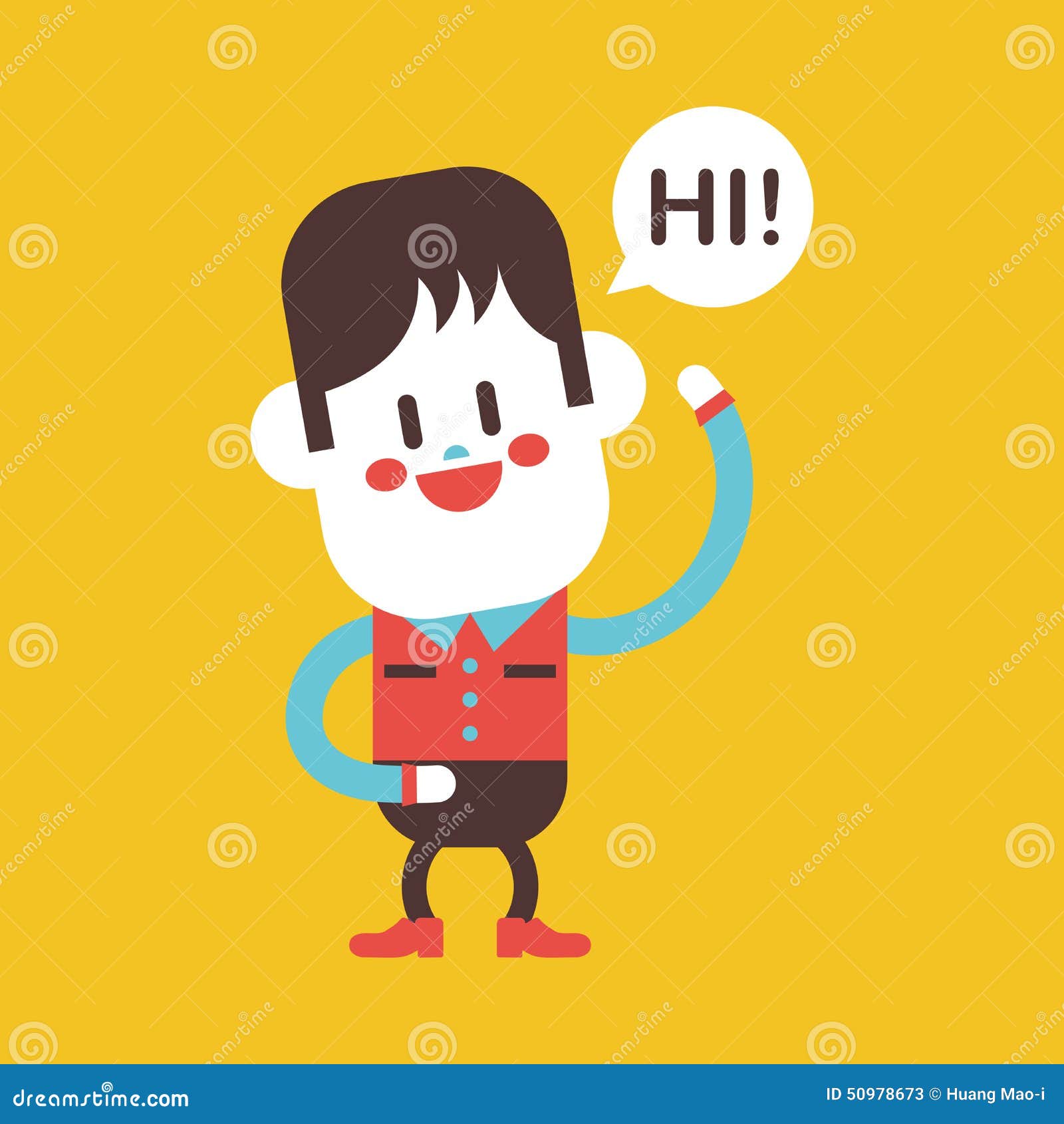 Character Illustration Design. Boy Saying Hi Cartoon,eps Stock Vector ...