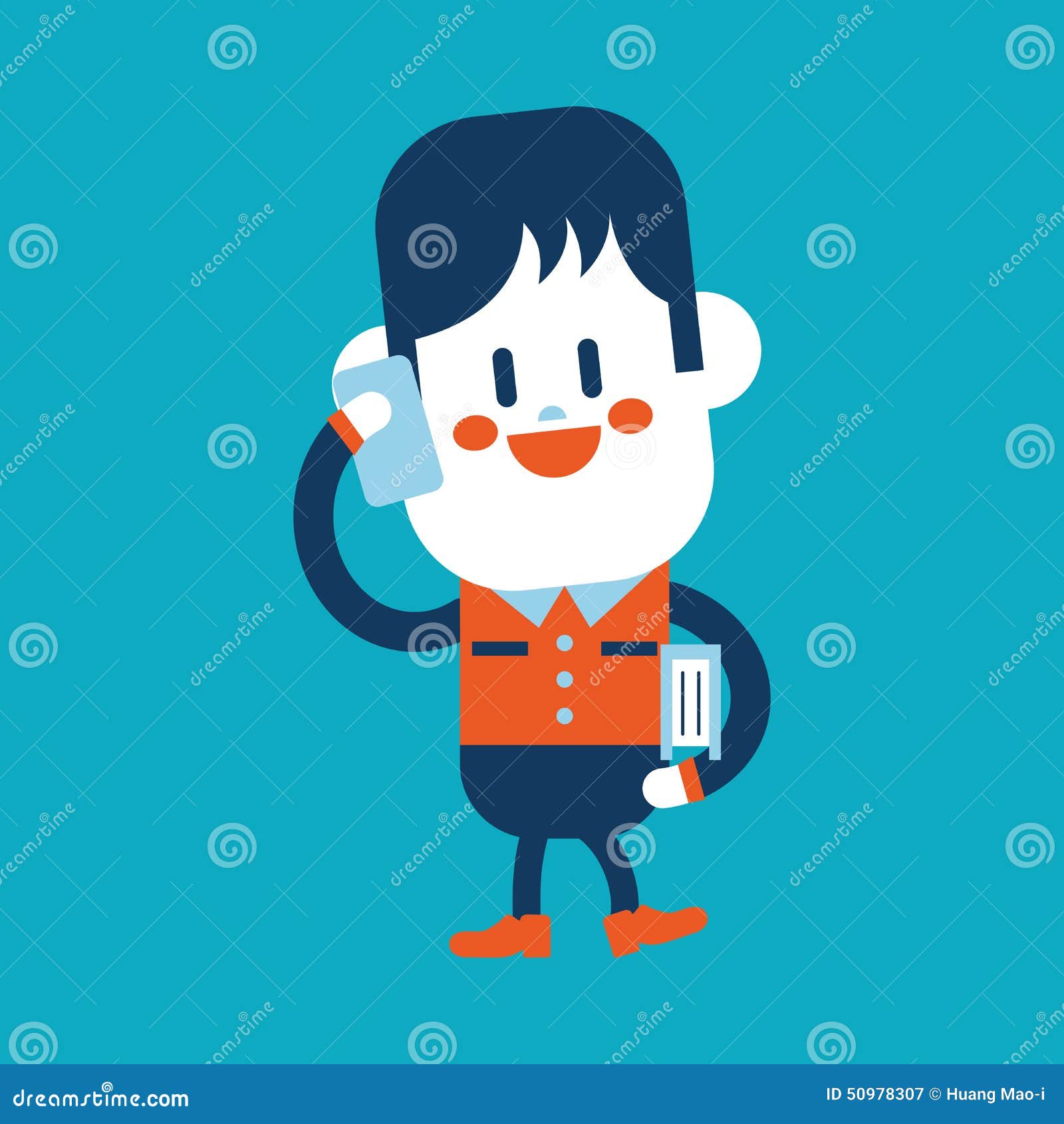 Character Illustration Design. Boy Using Cell Phone Cartoon,eps Stock ...