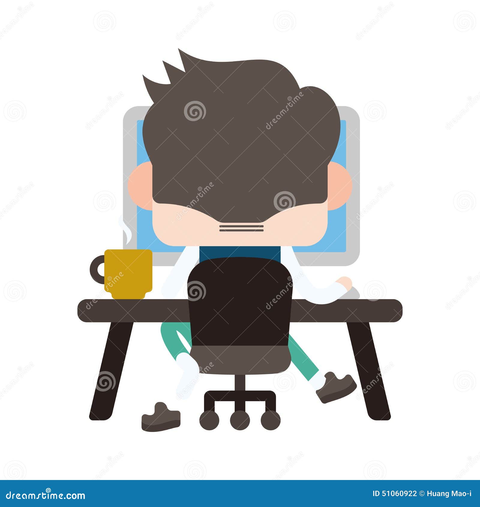Character Illustration Design. Businessman Using Computer Cartoon,eps ...