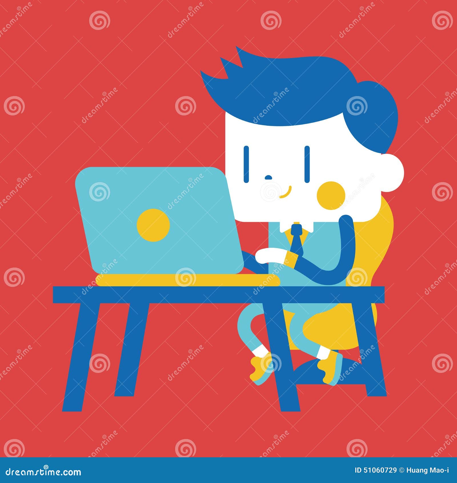 Character Illustration Design. Businessman Using Computer Cartoon,eps ...