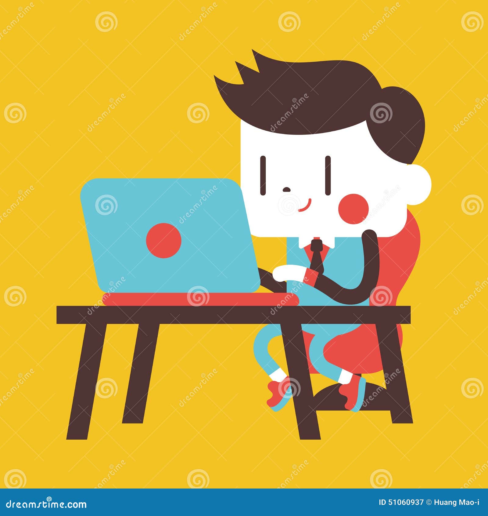 Character Illustration Design. Businessman Using Computer Cartoon,eps ...
