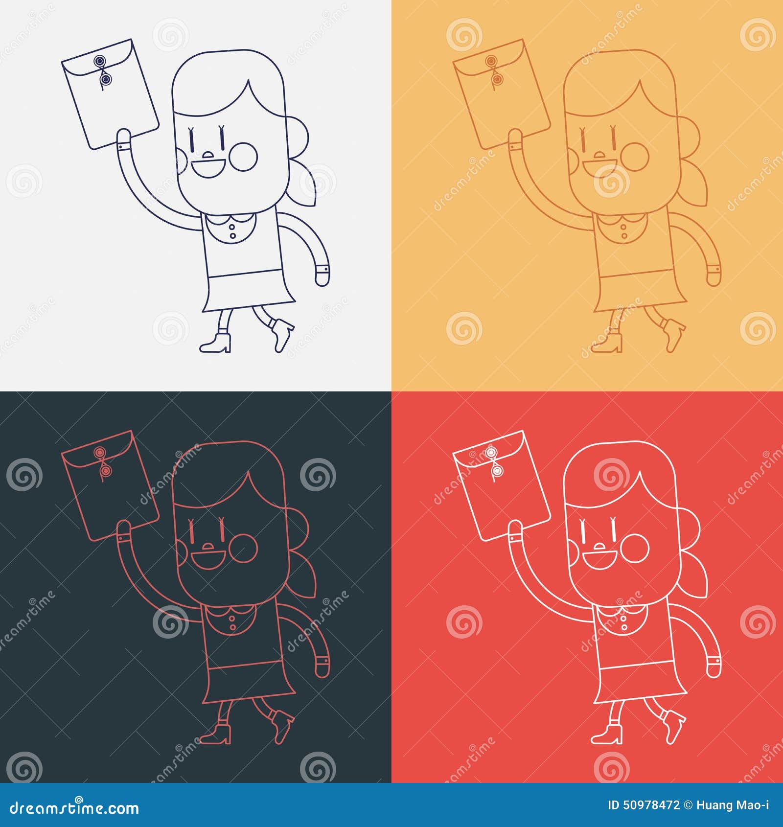 Character Illustration Design. Girl Sending Files Cartoon,eps Stock ...