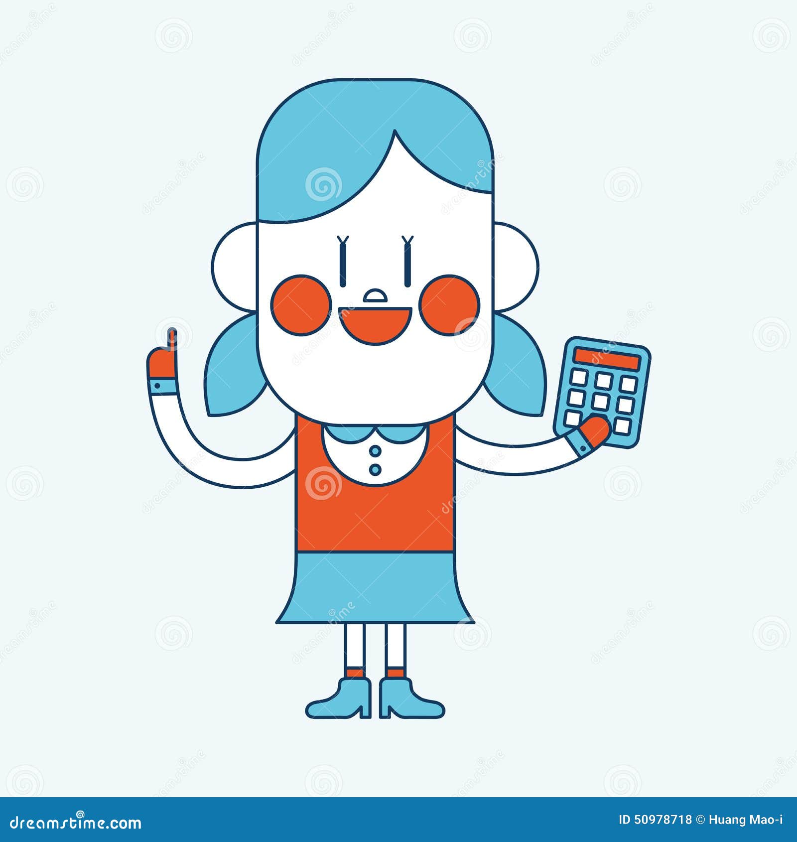 Character Illustration Design. Girl Using Calculator Cartoon,eps Stock ...