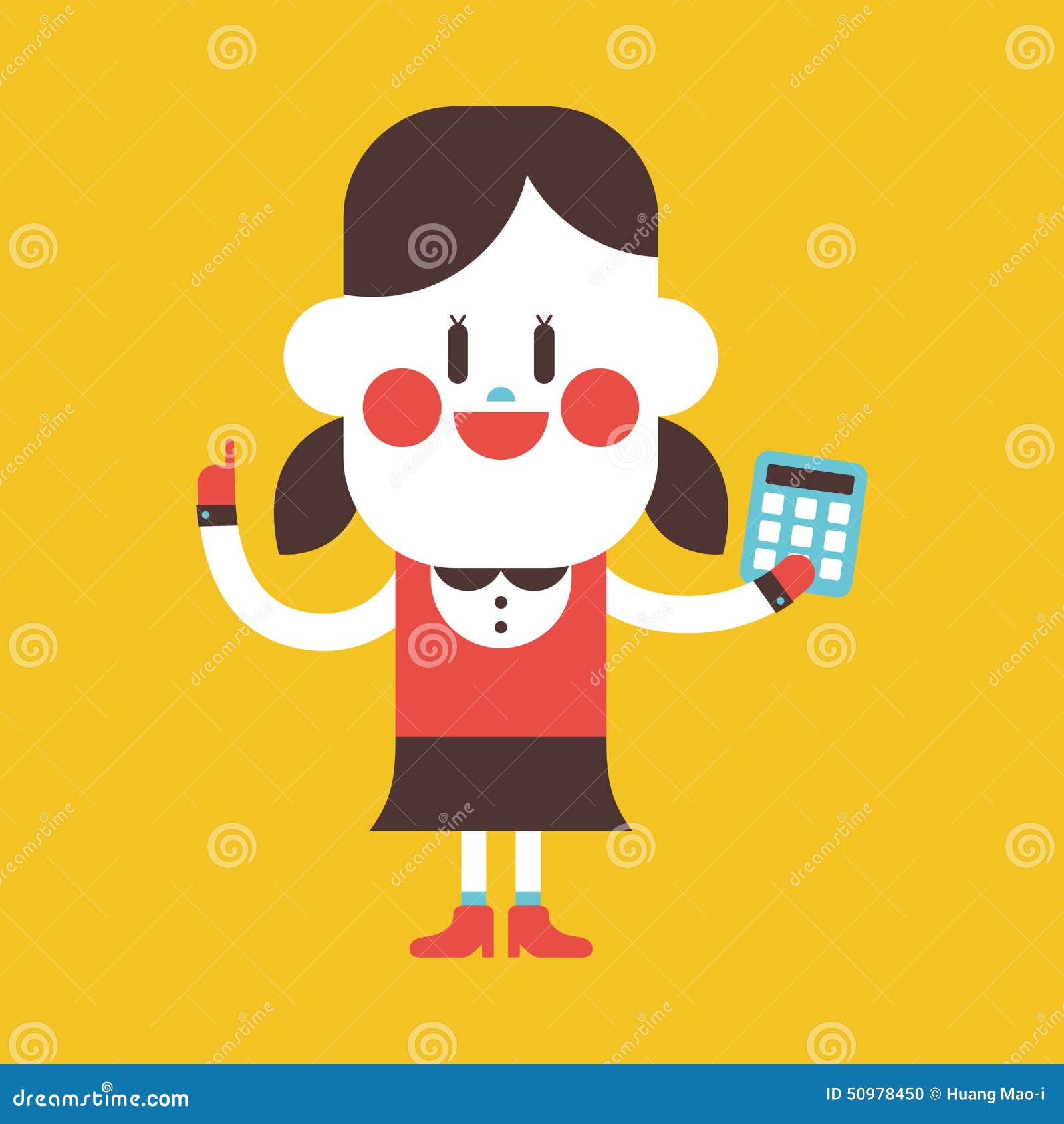 Character Illustration Design. Girl Using Calculator Cartoon,eps Stock ...