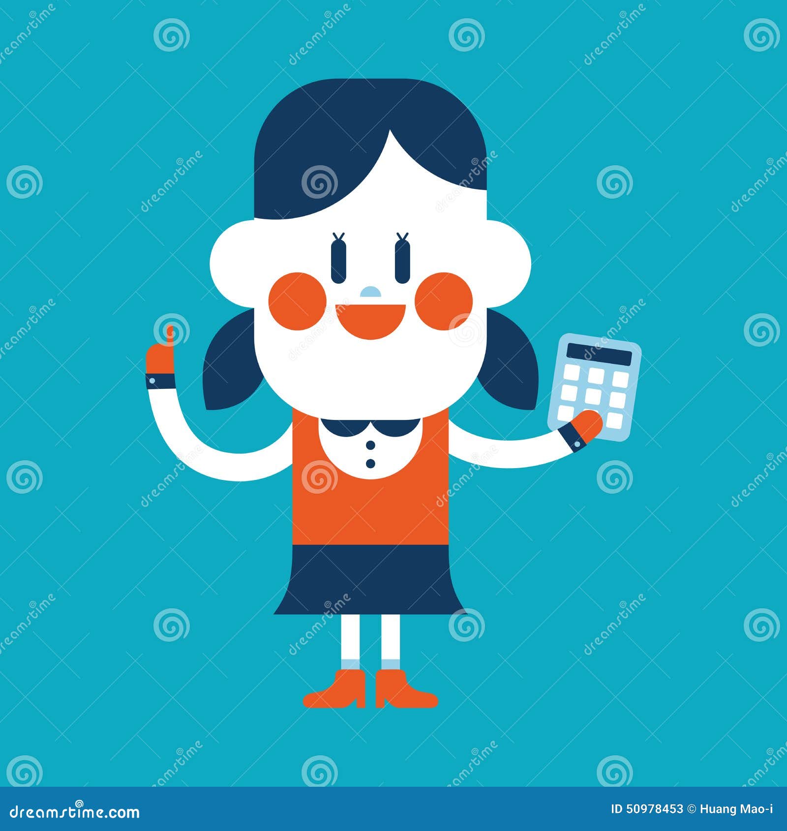 Character Illustration Design. Girl Using Calculator Cartoon,eps Stock ...
