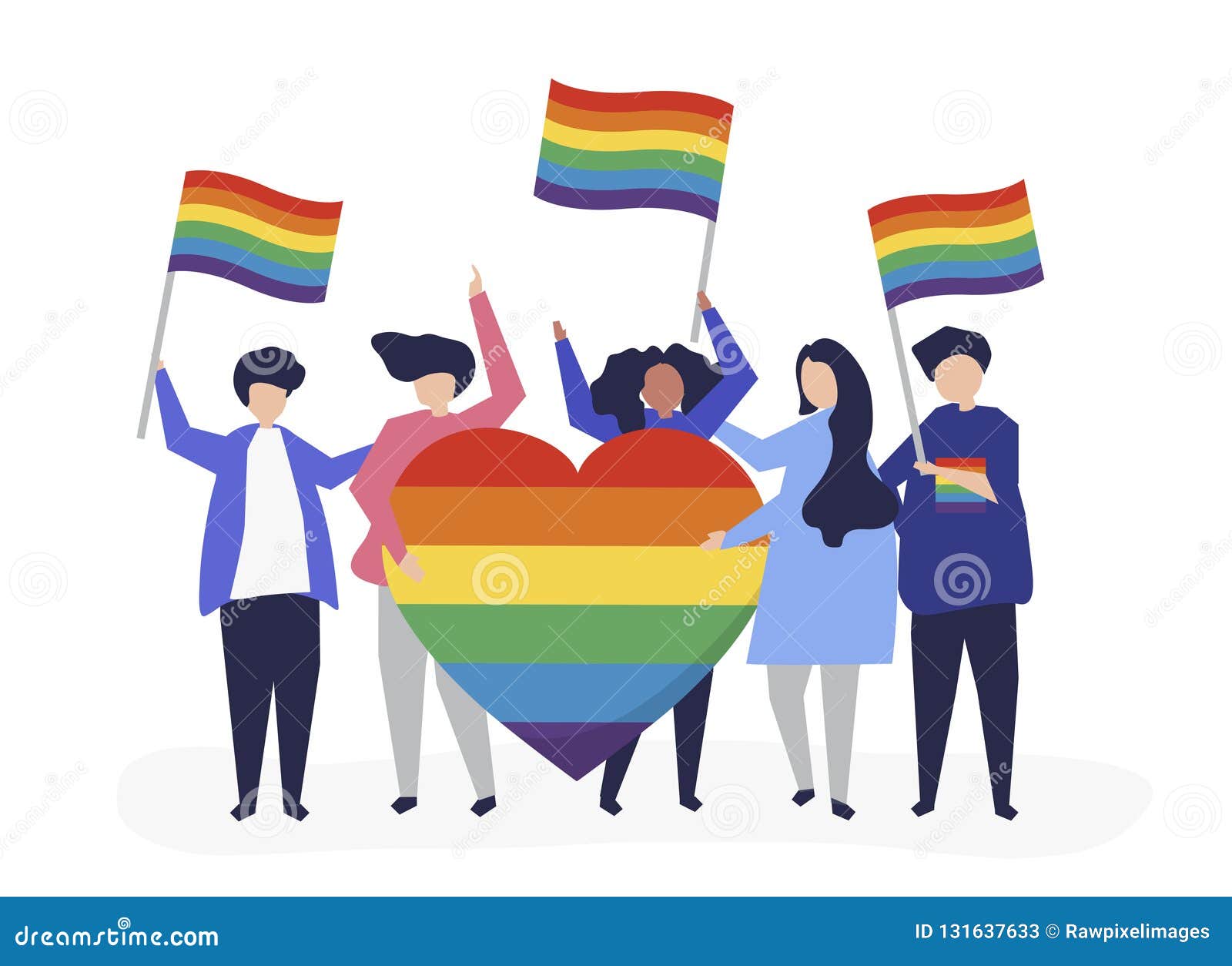 Character Illustration of People Holding LGBT Support Icons Stock ...