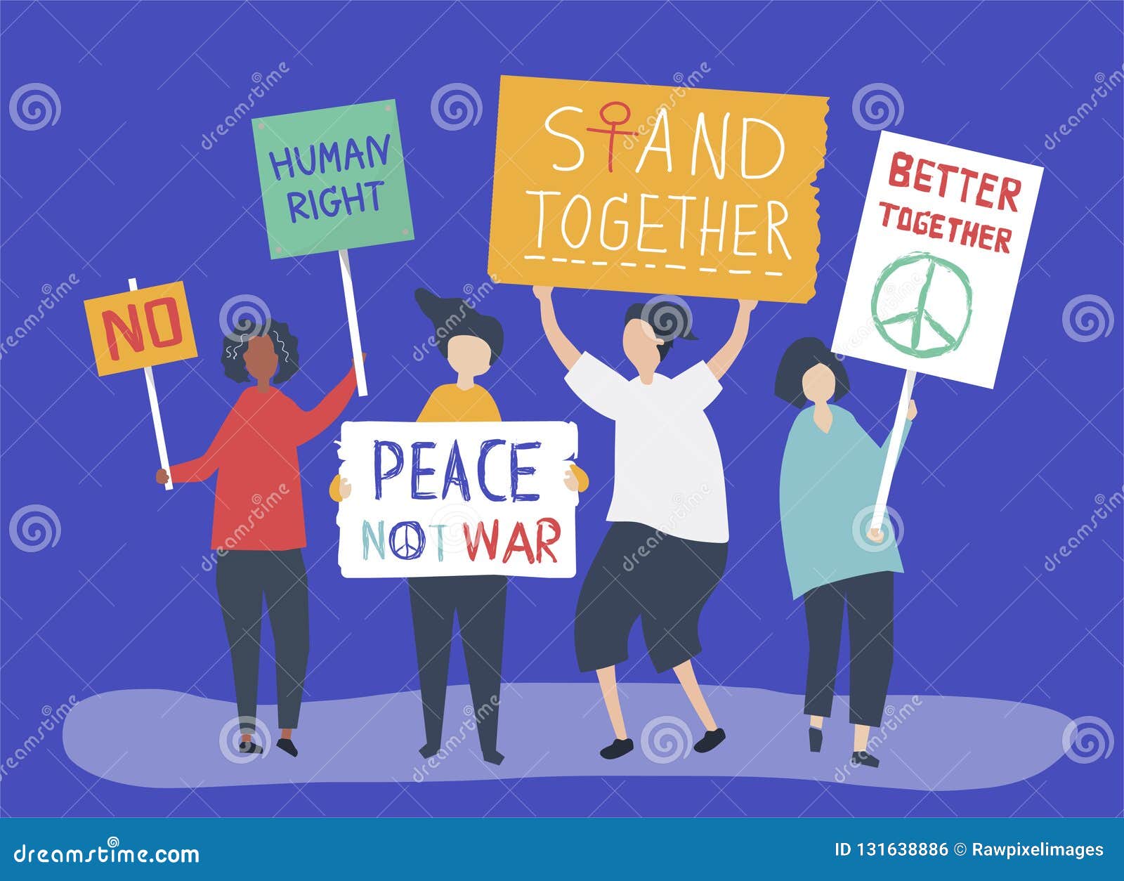 Set Of Protest Signs With Raised Fist. Cartoon Vector | CartoonDealer ...