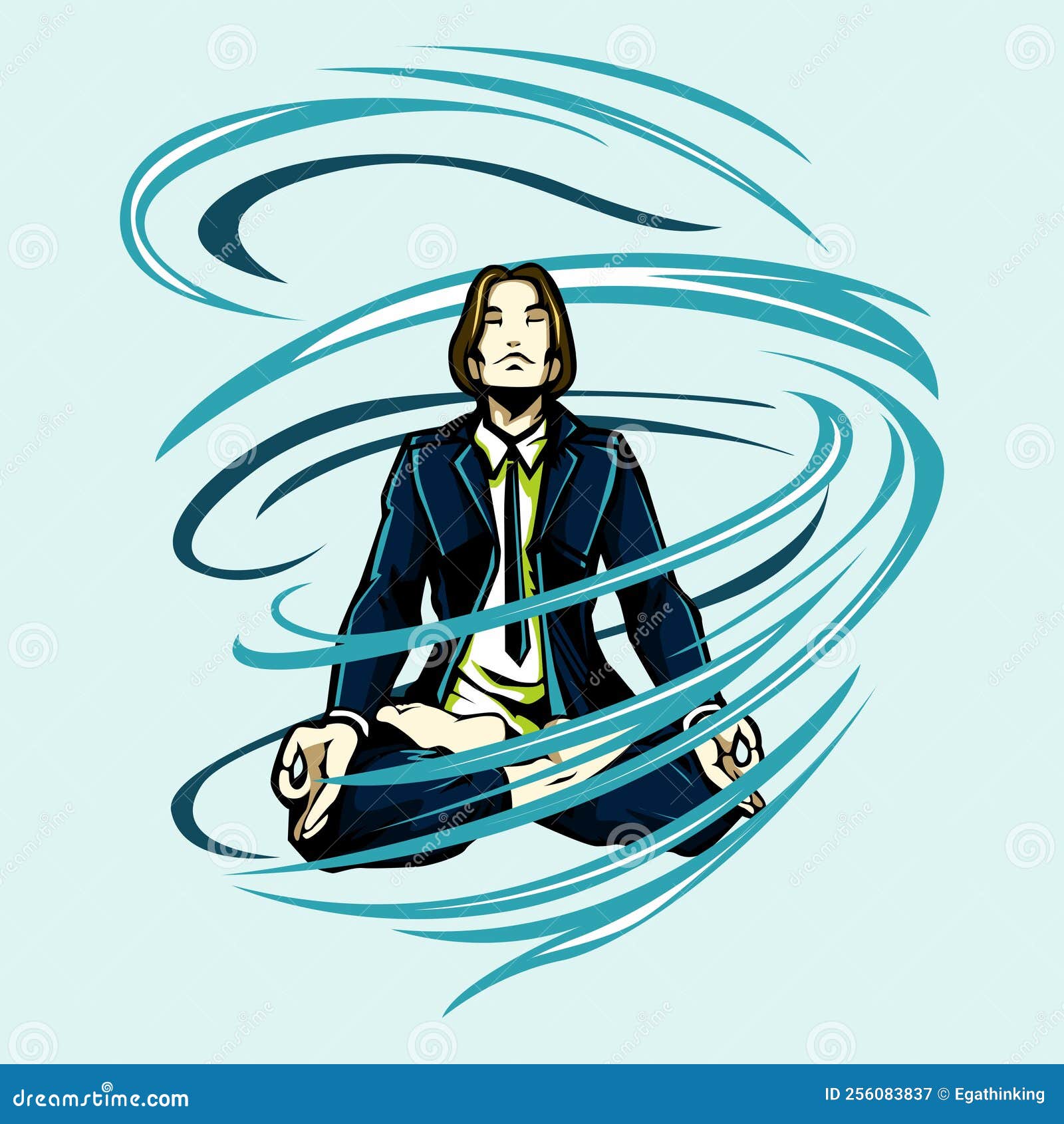 Blue Character Illustration of People Meditating Stock Vector ...