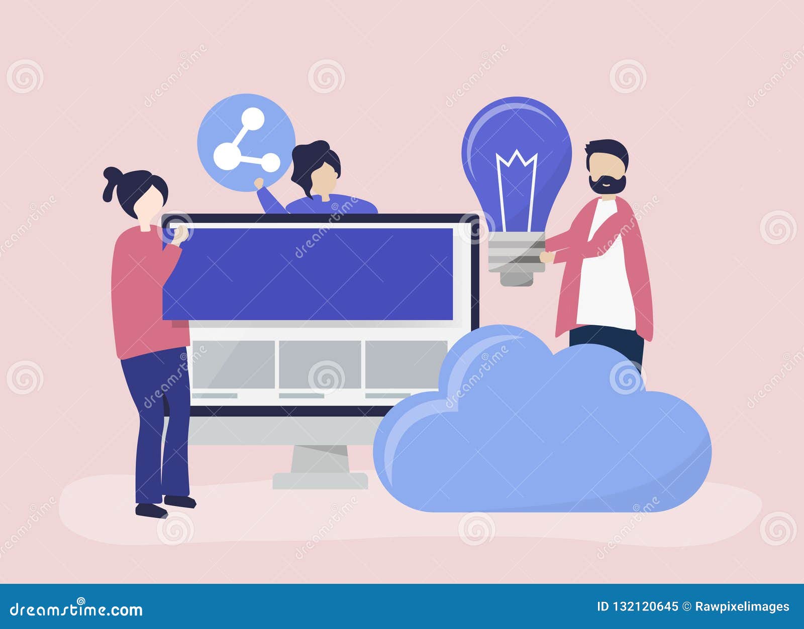 Character Illustration of People with Technology Icons Stock Vector ...