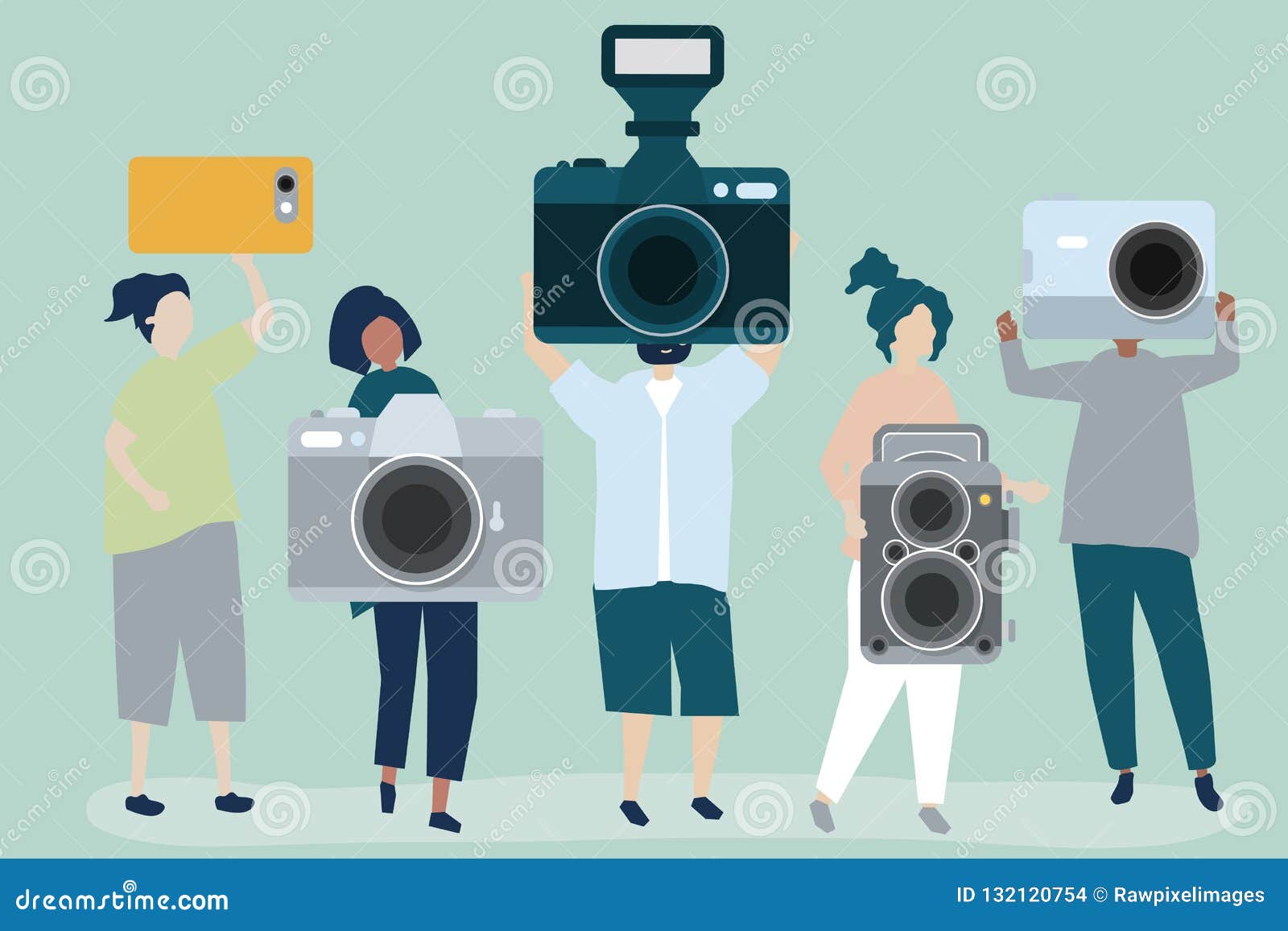 Character Illustration of Photographers with Cameras Stock Vector ...