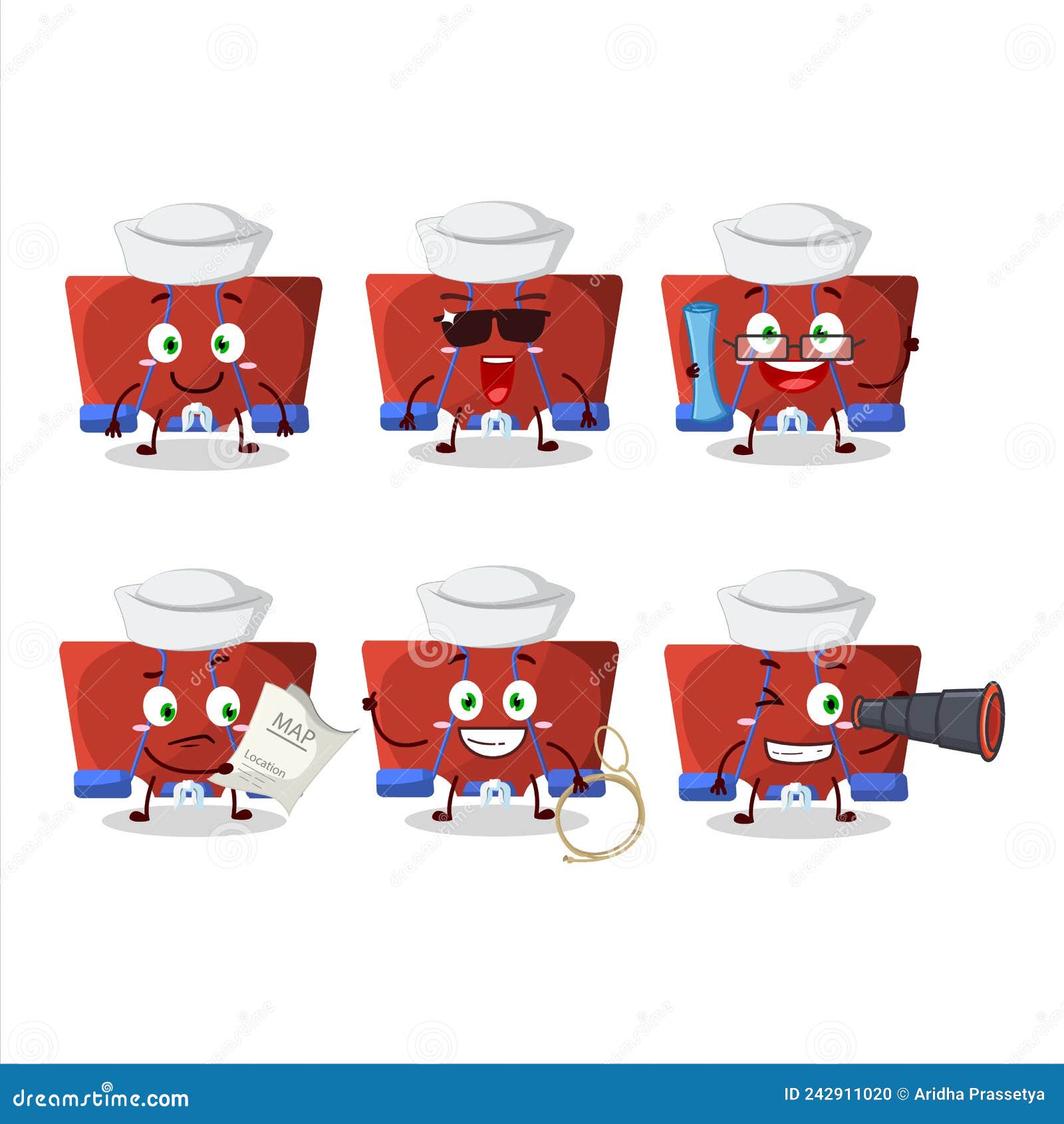 A Character Image Design of Red Binder Clip As a Ship Captain with ...