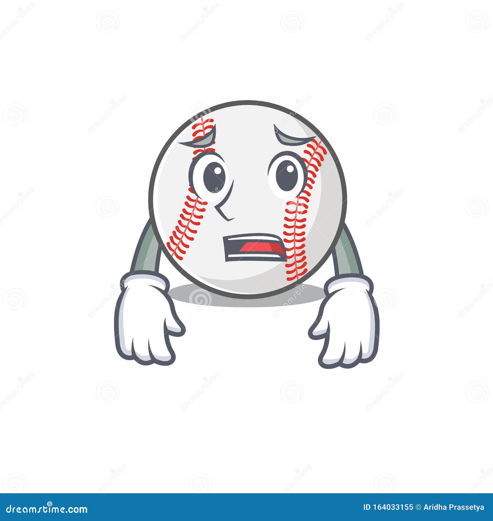 Character Isolated Baseball with a Afraid Cute Stock Vector ...