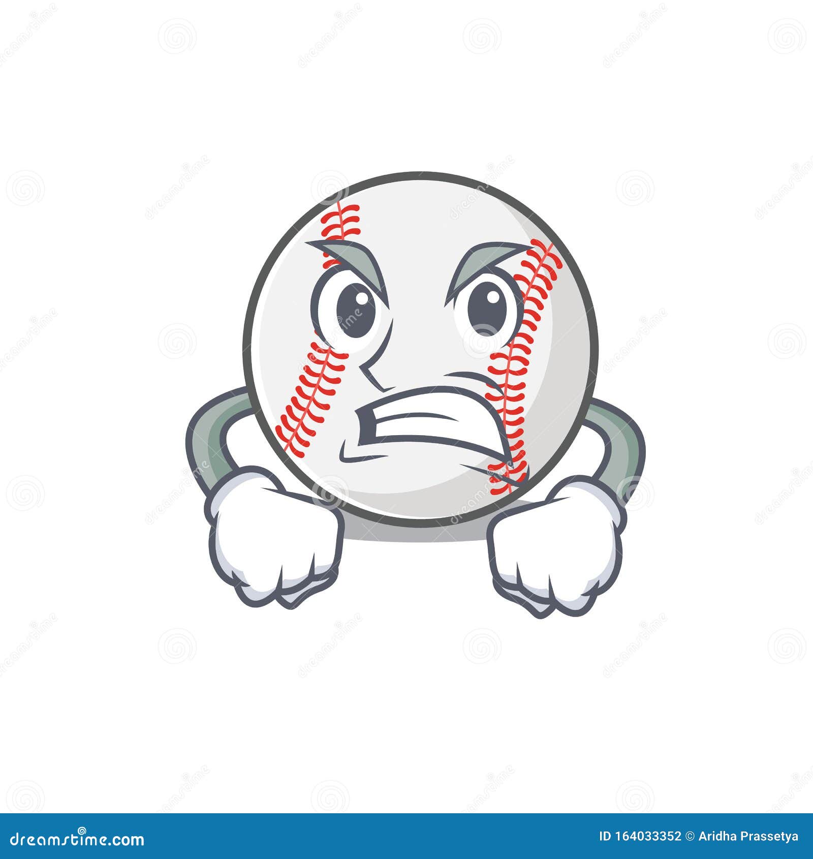Baseball With Angry Face Vector Cartoon Illustration | CartoonDealer ...