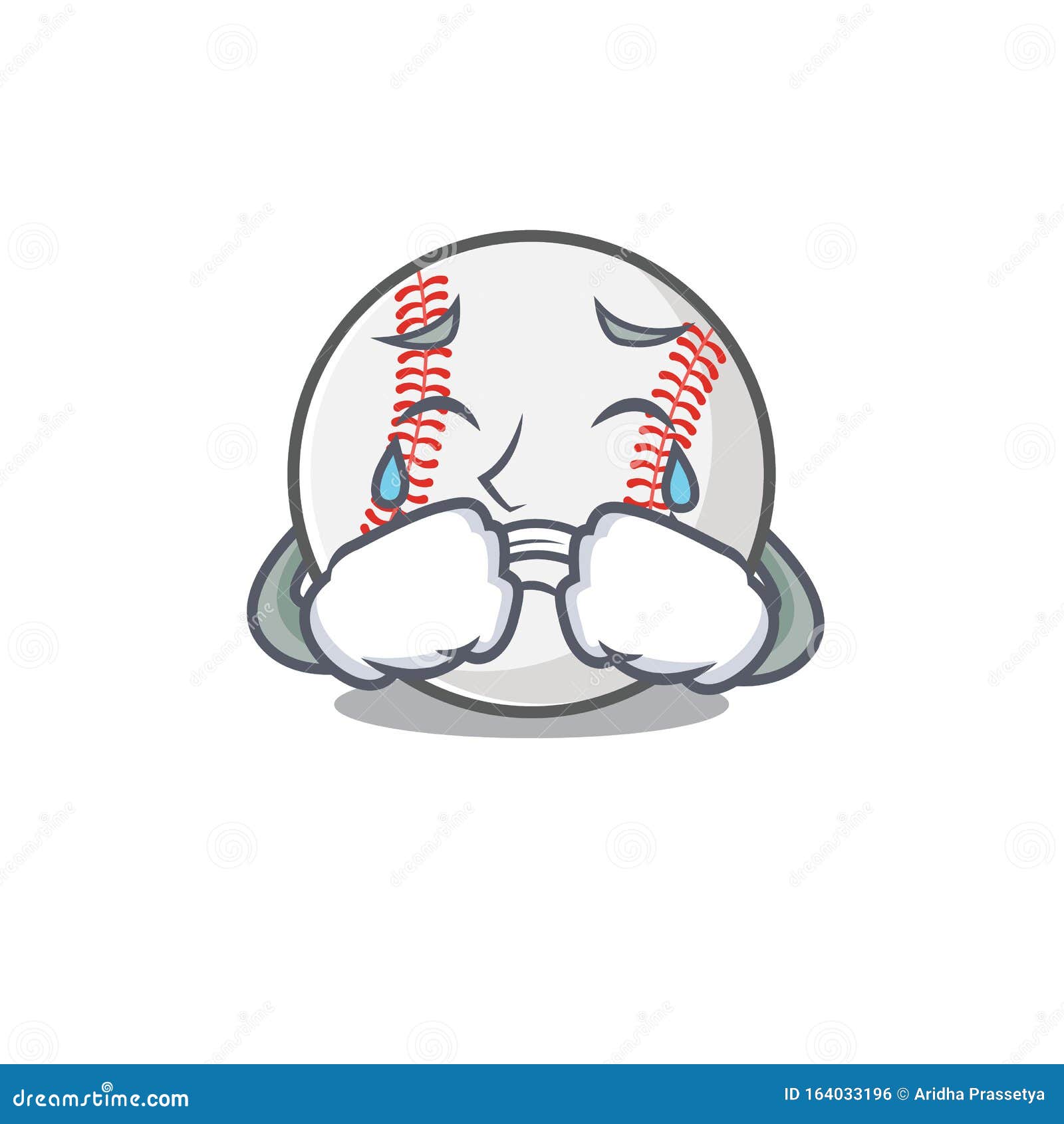 Character Isolated Baseball with a Crying Cute Stock Vector ...