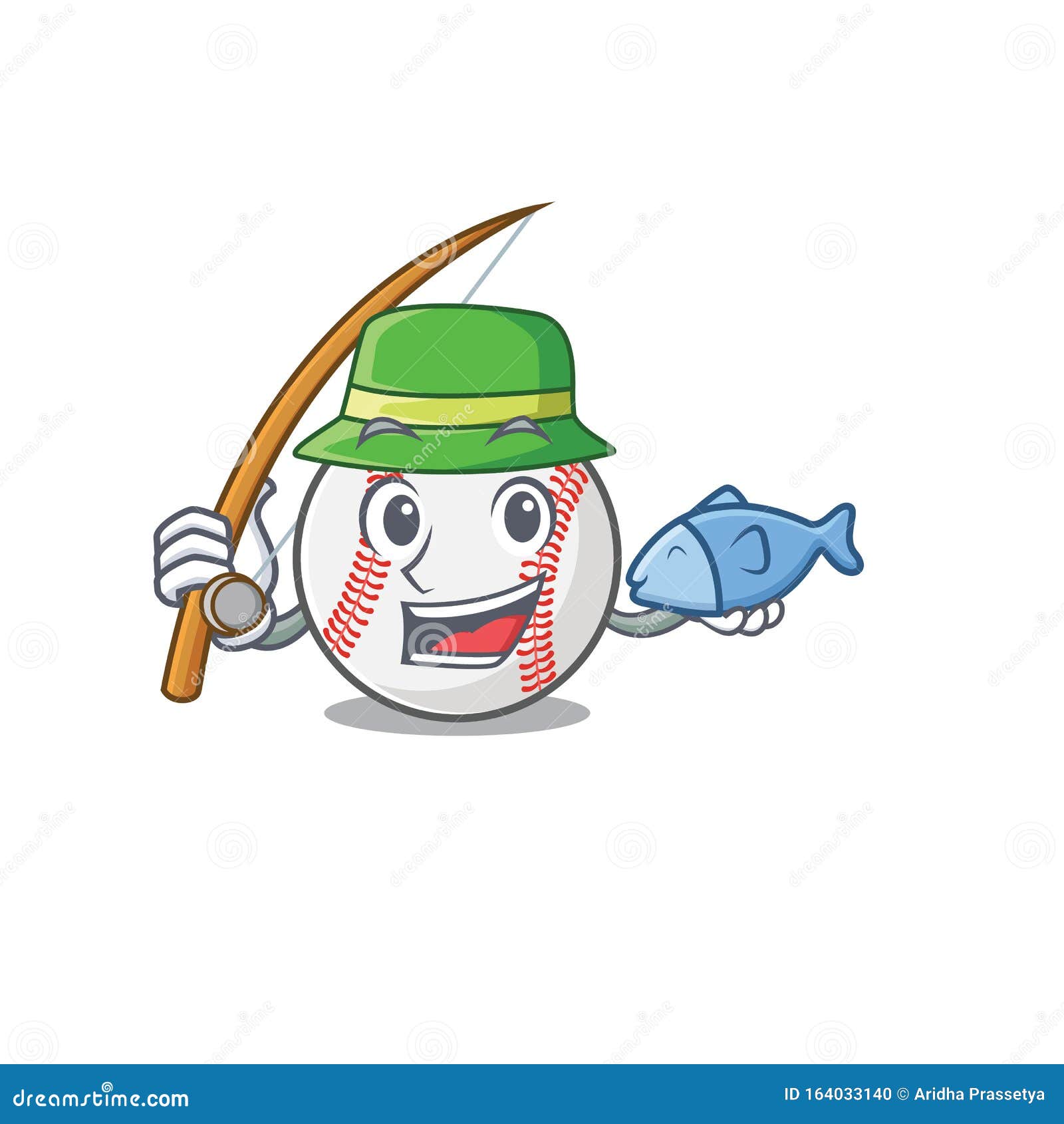 Character Isolated Baseball with a Fishing Cute Stock Vector ...