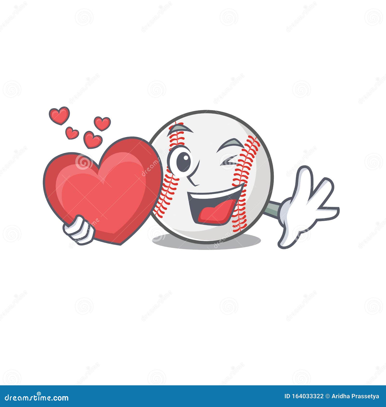 Character Isolated Baseball with a Holding Heart Cute Stock Vector ...