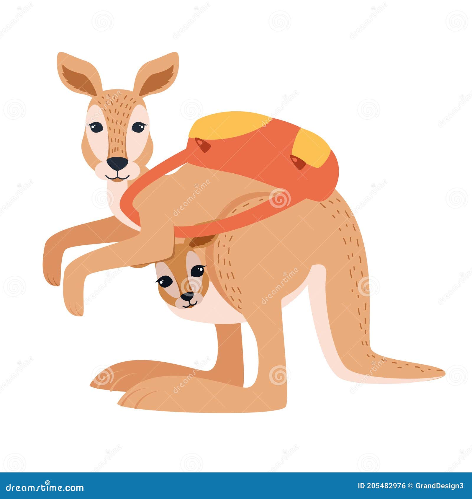 The Character. Kangaroo with a Kangaroo and a Backpack on the Back ...
