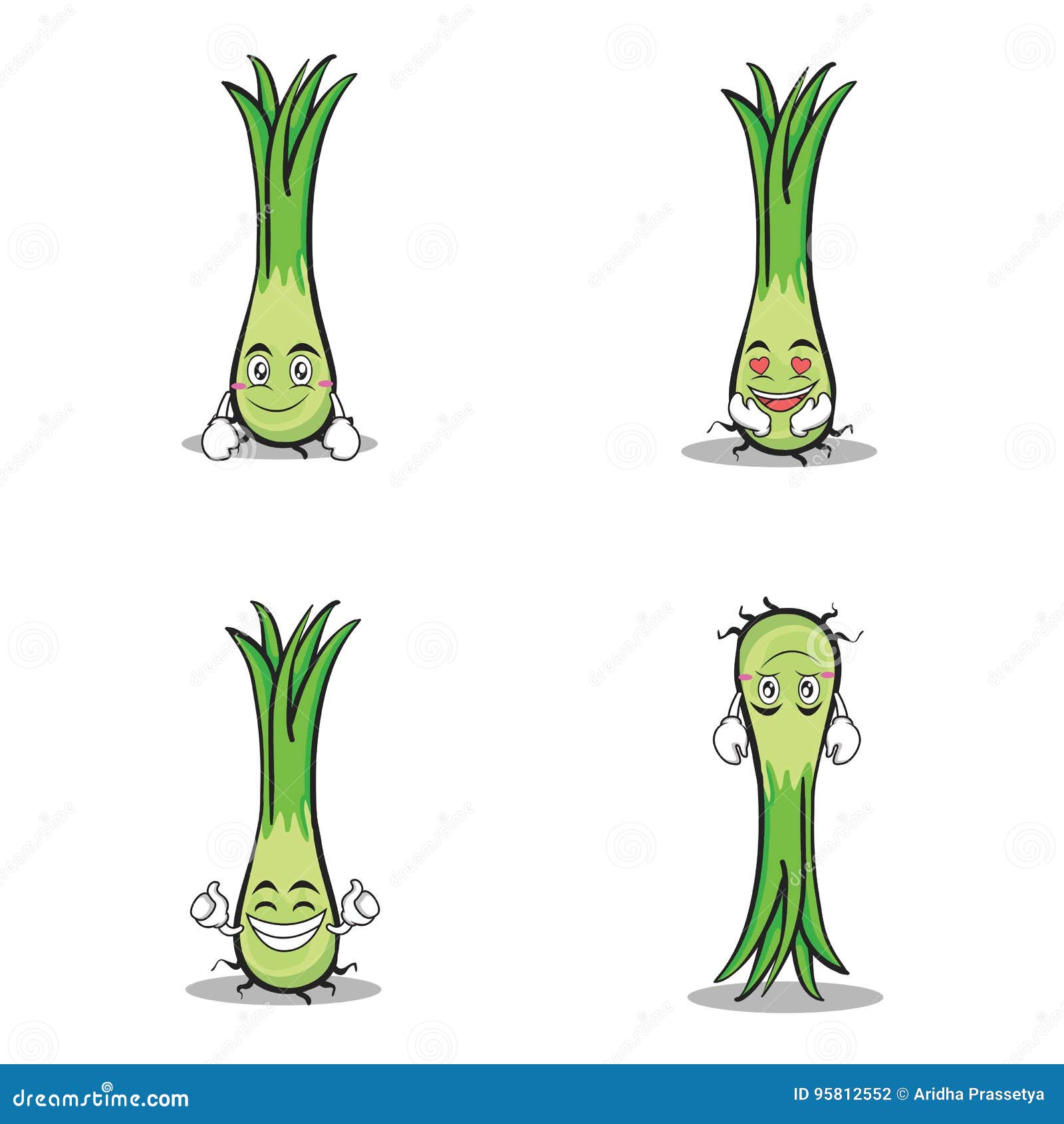 Character of Leek Cartoon Set Stock Vector - Illustration of love ...