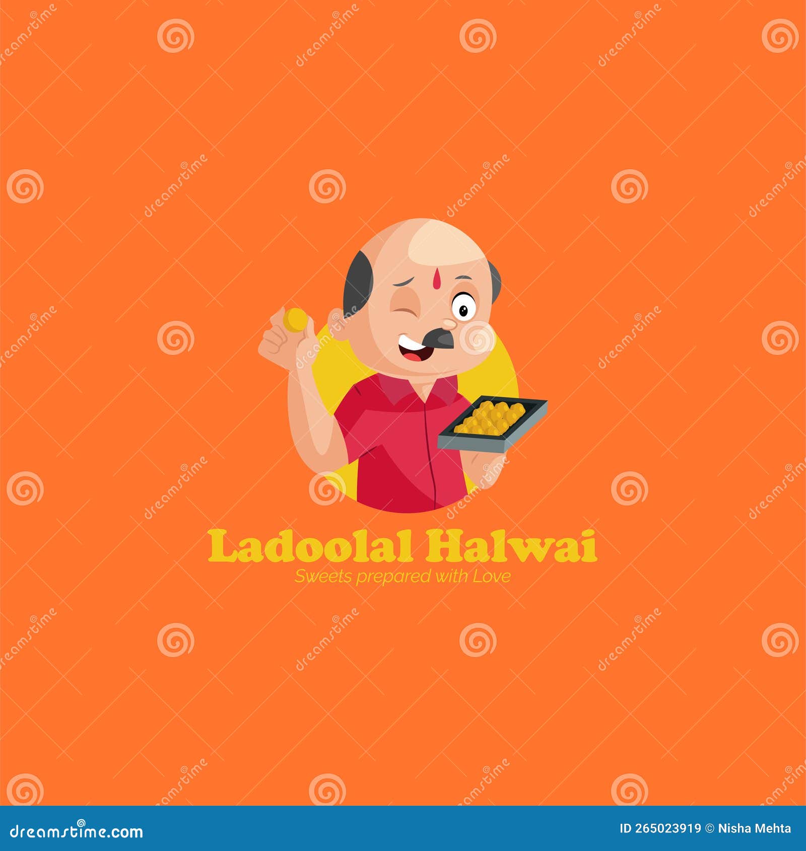 Ladoolal Halwai Sweets Prepared with Love Vector Mascot Logo Stock ...