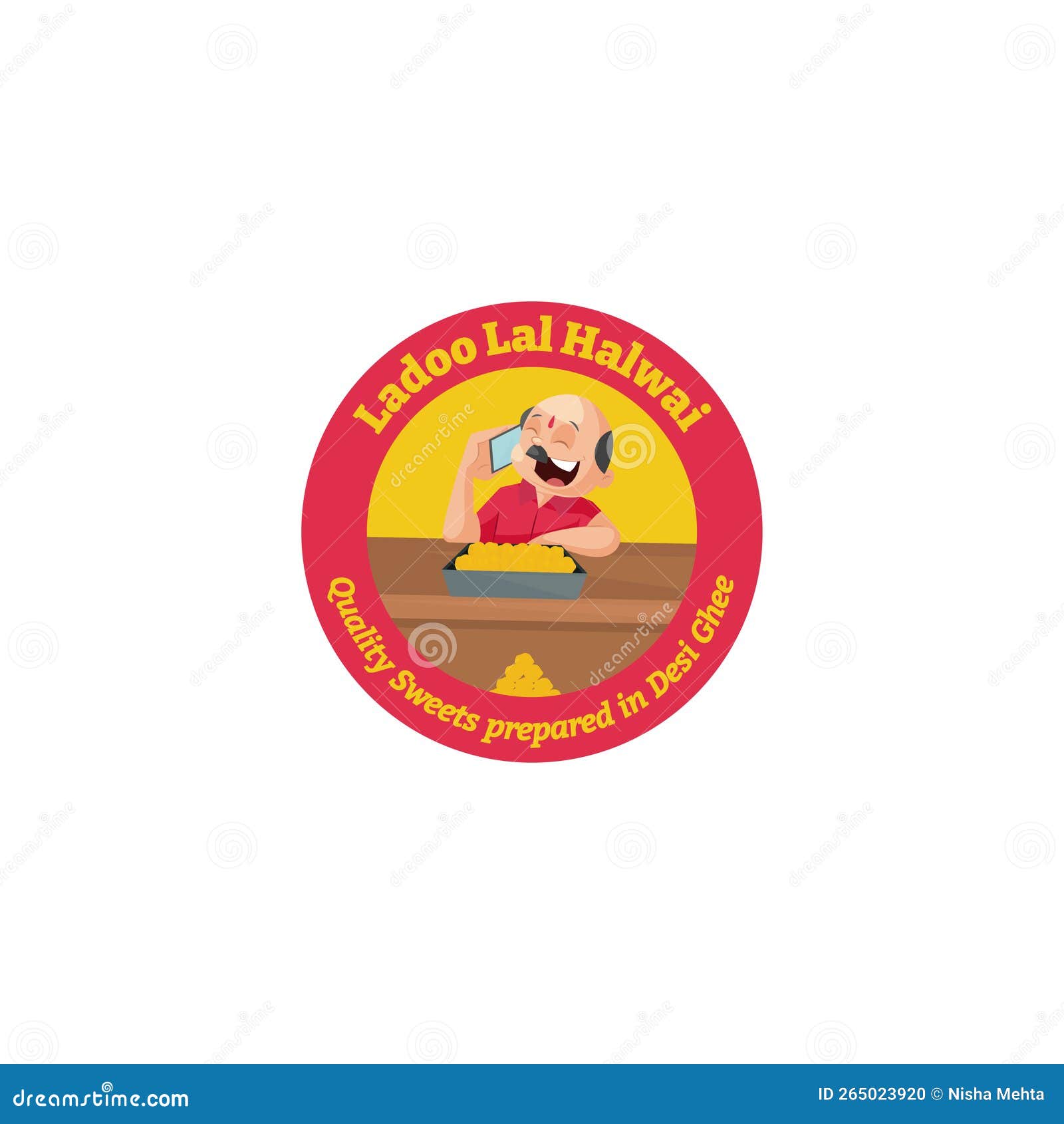 Ladoo Lal Halwai Vector Mascot Logo | CartoonDealer.com #265023920