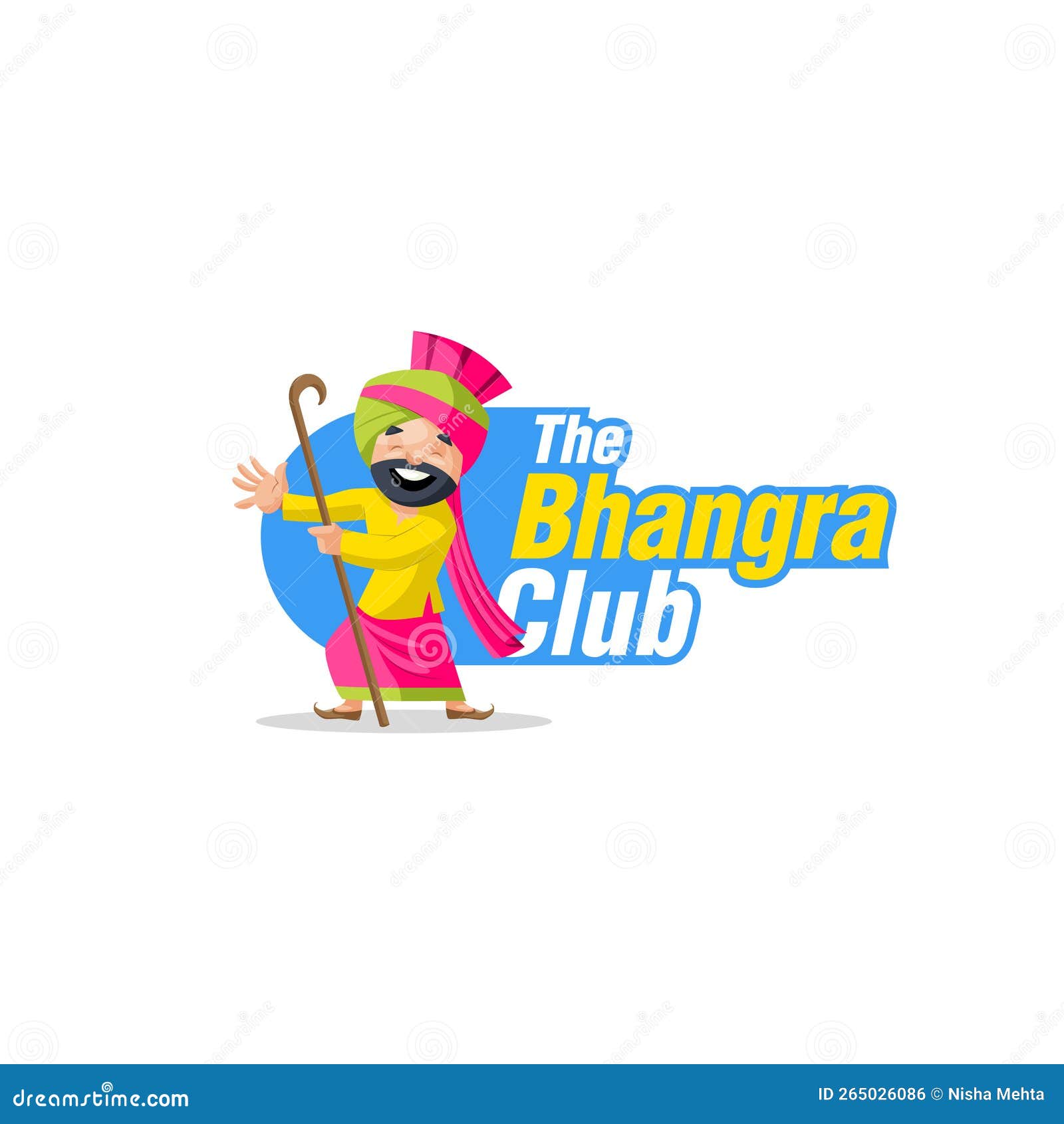 The Bhangra Club Vector Mascot Logo Stock Vector - Illustration of ...