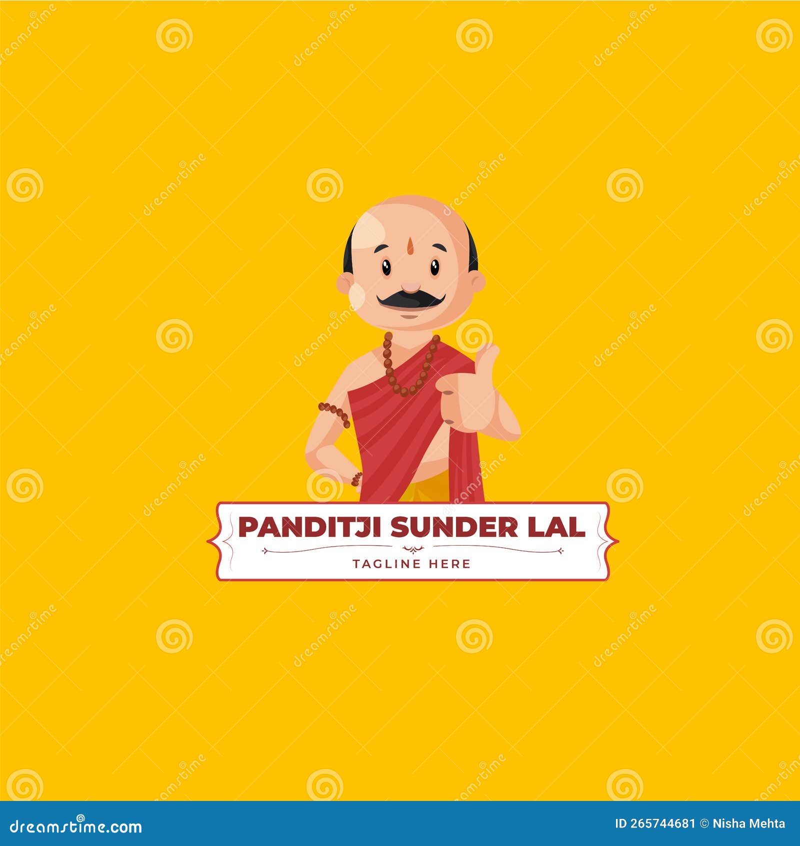 Pandit Ji Sundar Lal Vector Mascot Logo | CartoonDealer.com #265744681