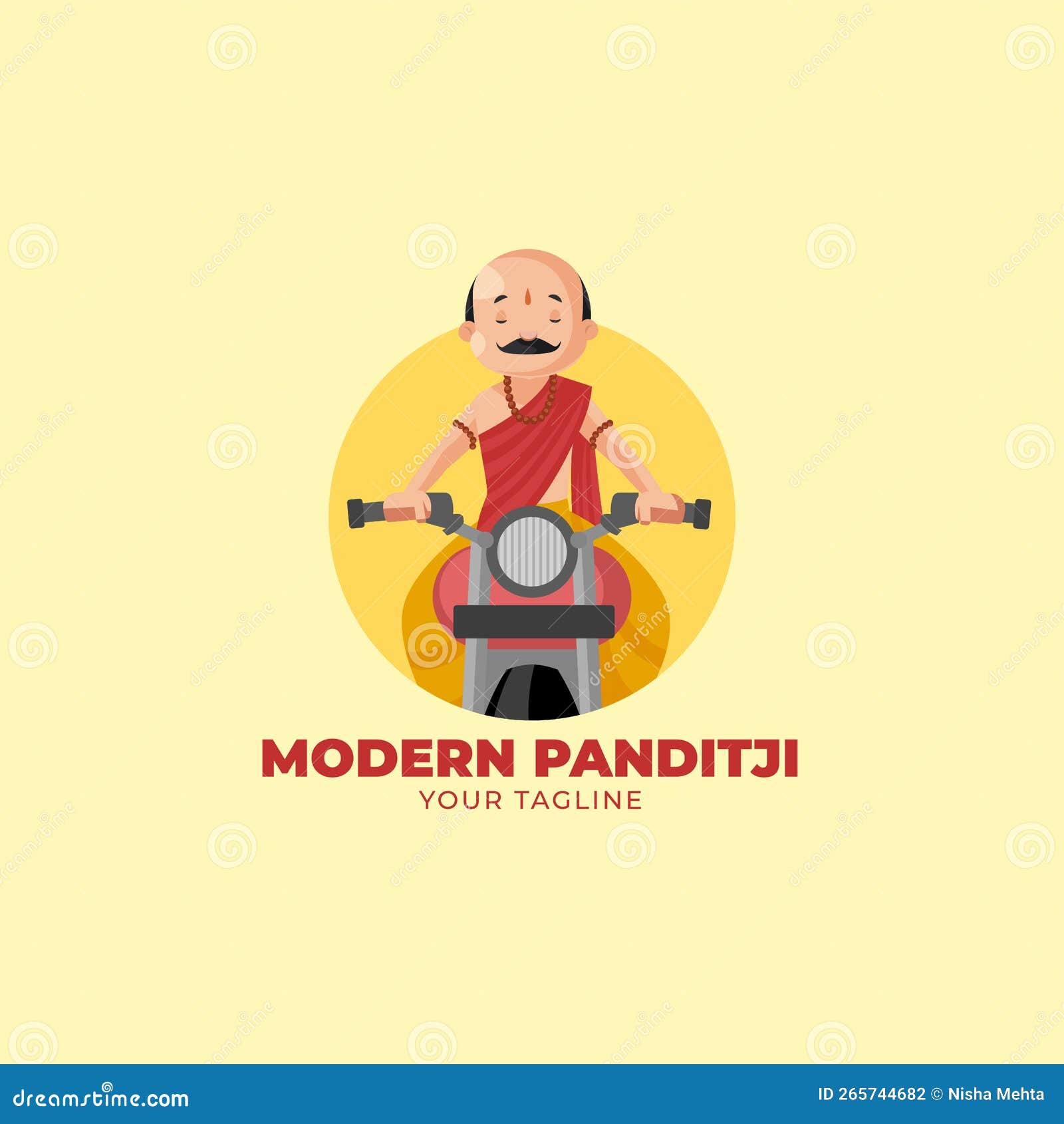 Modern Pandit Ji Vector Mascot Logo Stock Vector - Illustration of ...
