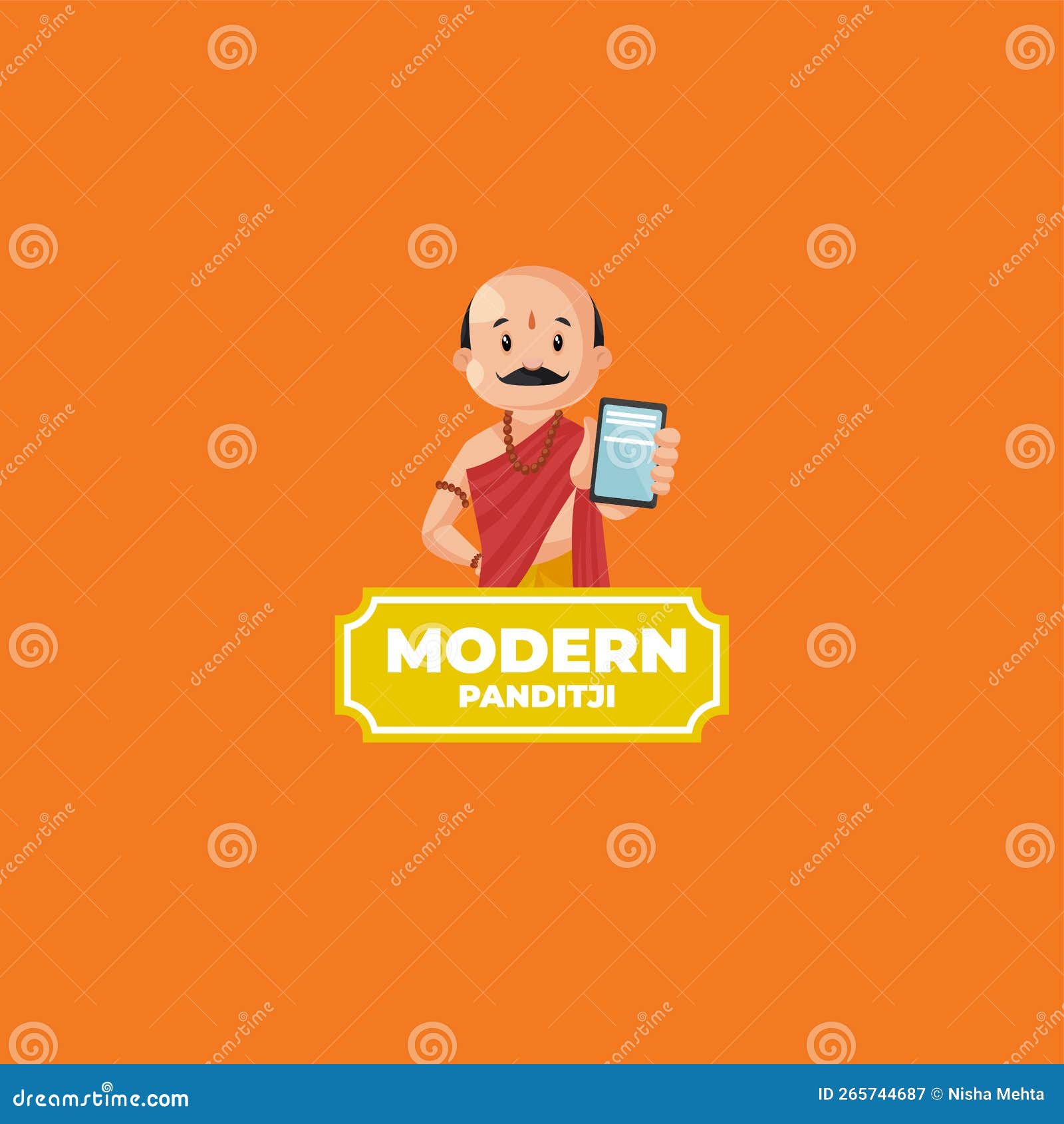 Modern Pandit Ji Vector Mascot Logo Stock Vector - Illustration of ...