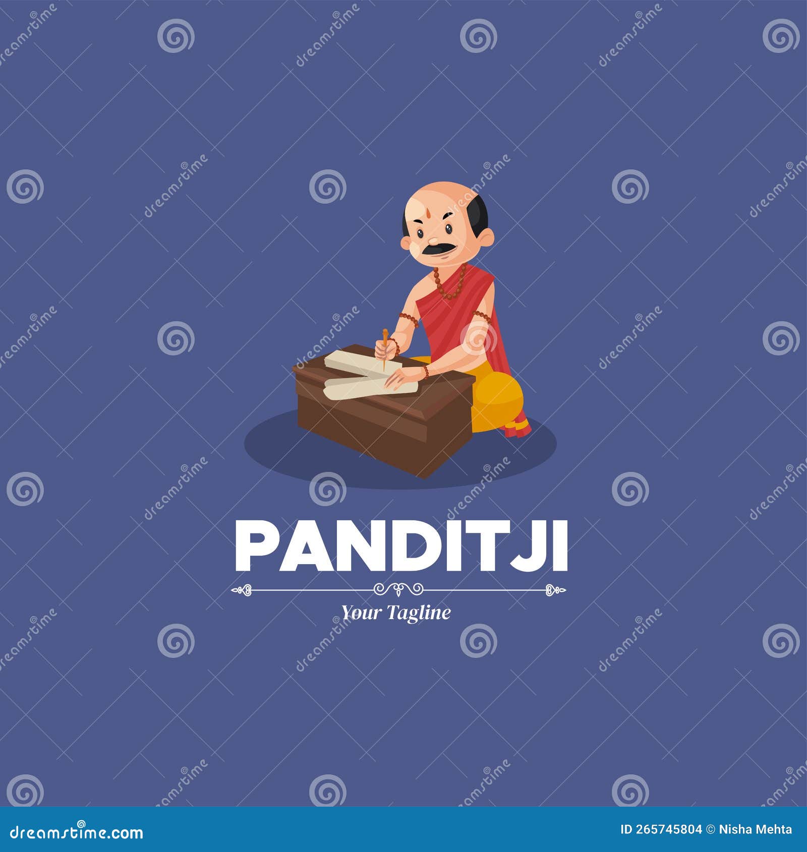 Pandit Ji Vector Mascot Logo Stock Vector - Illustration of branding ...