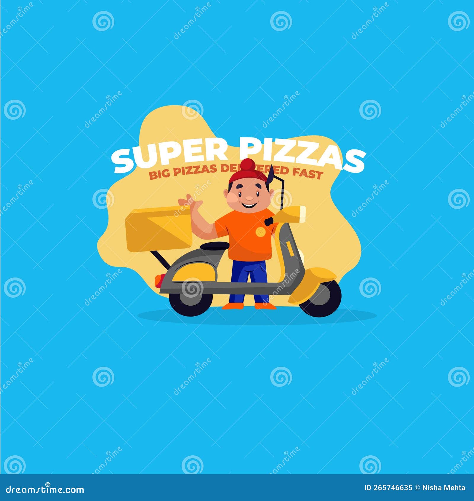 Super Pizzas Big Pizzas Delivered Fast Vector Mascot Logo Stock Vector ...