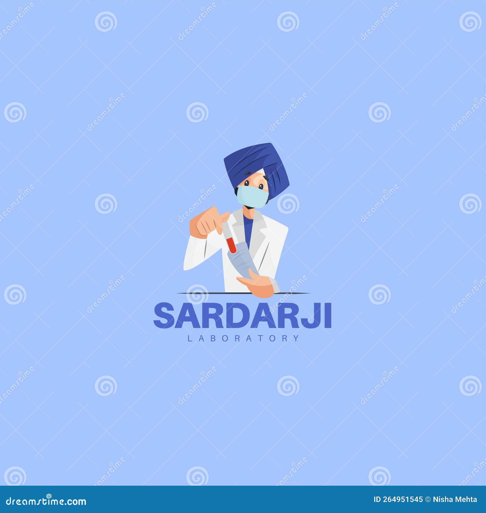 Sardar Ji Laboratory Vector Mascot Logo Stock Vector - Illustration of ...