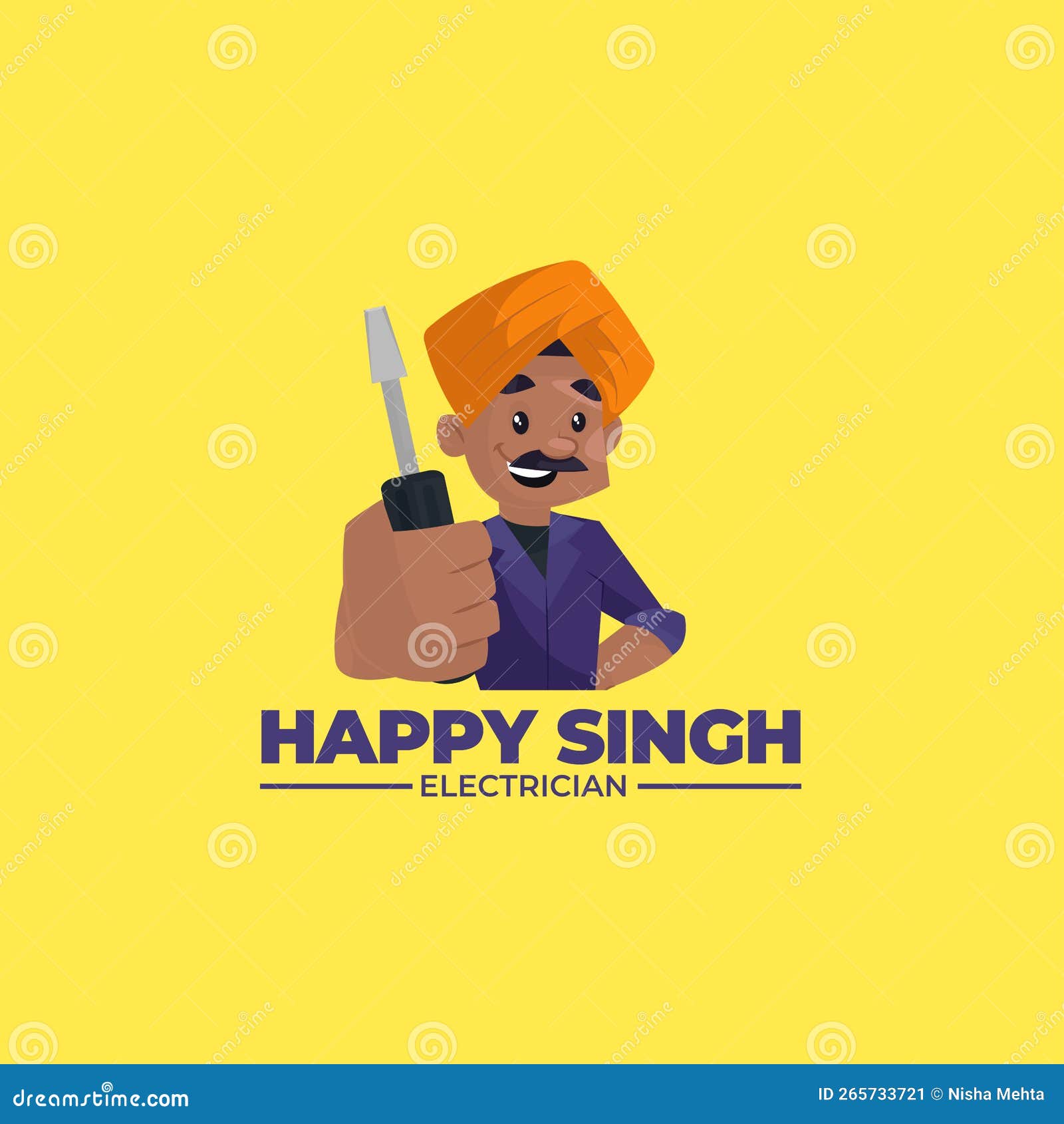 Electrician Vector Cartoon Character. Electric Service Man With Toolbox ...