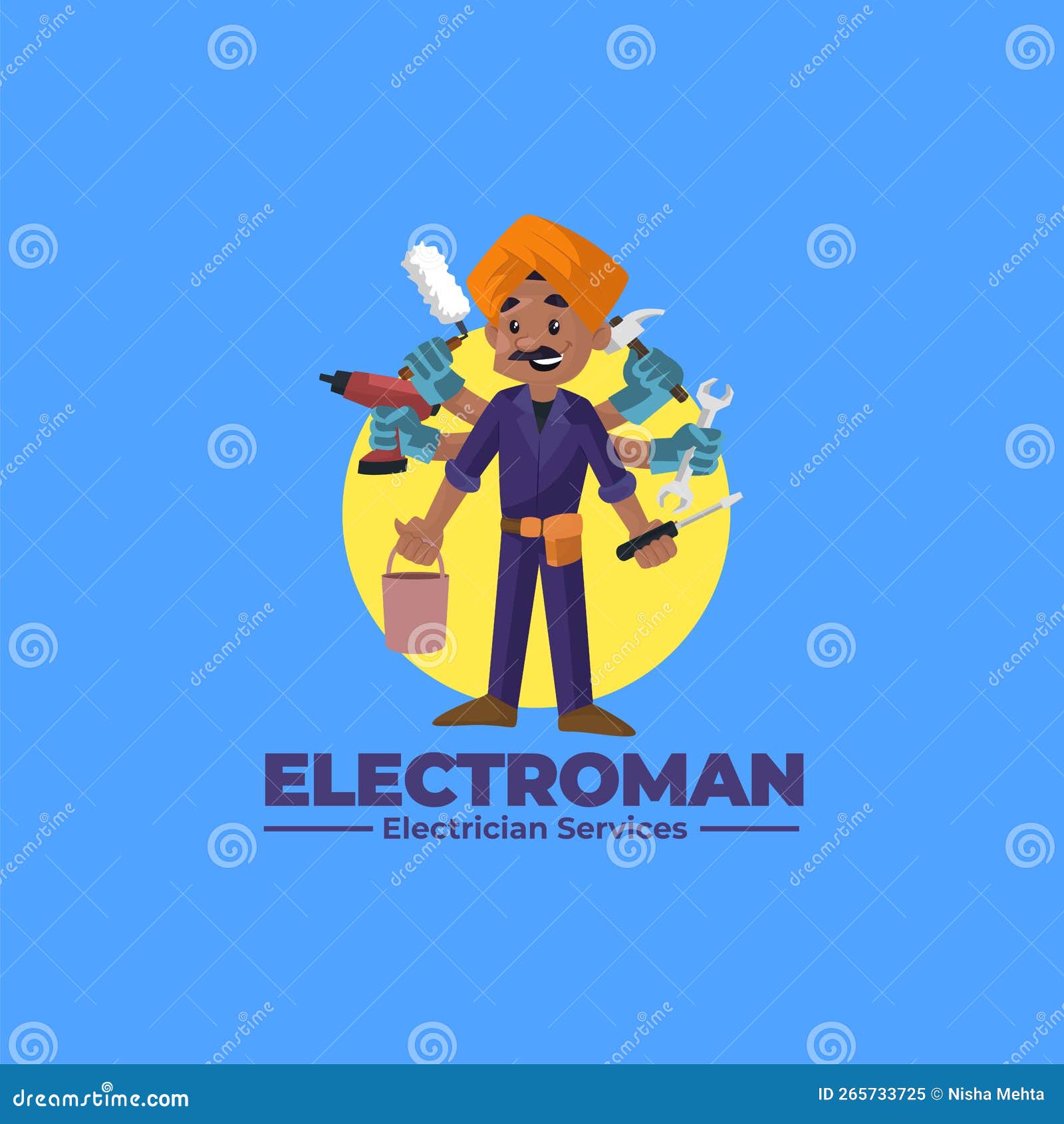 Electroman Electrician Services Vector Mascot Logo Stock Vector ...