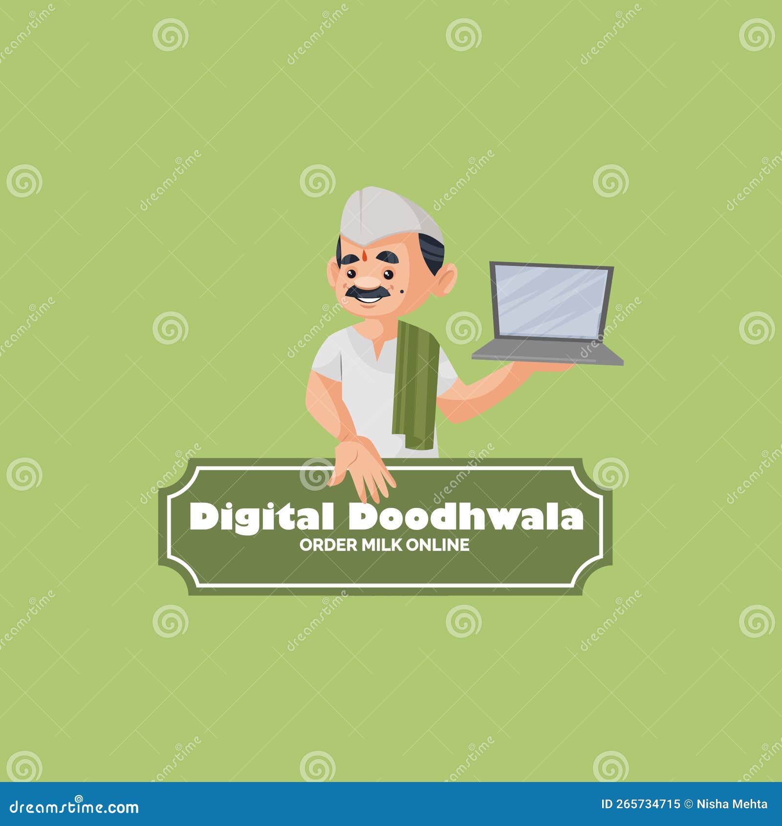 Digital Doodhwala Order Milk Online Vector Mascot Logo Stock Vector ...