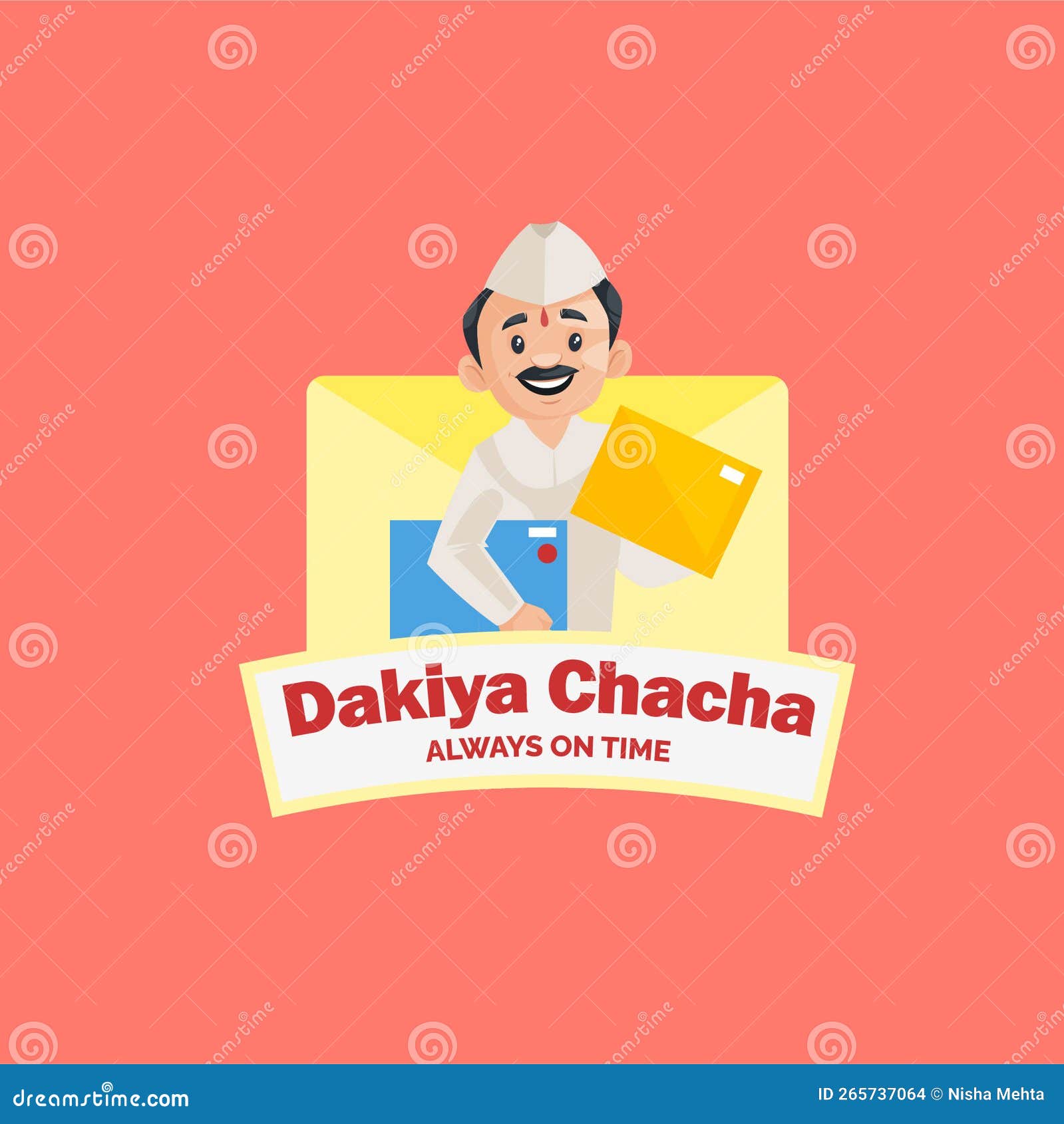 Dakiya Chacha Always On Time Vector Mascot Logo | CartoonDealer.com ...