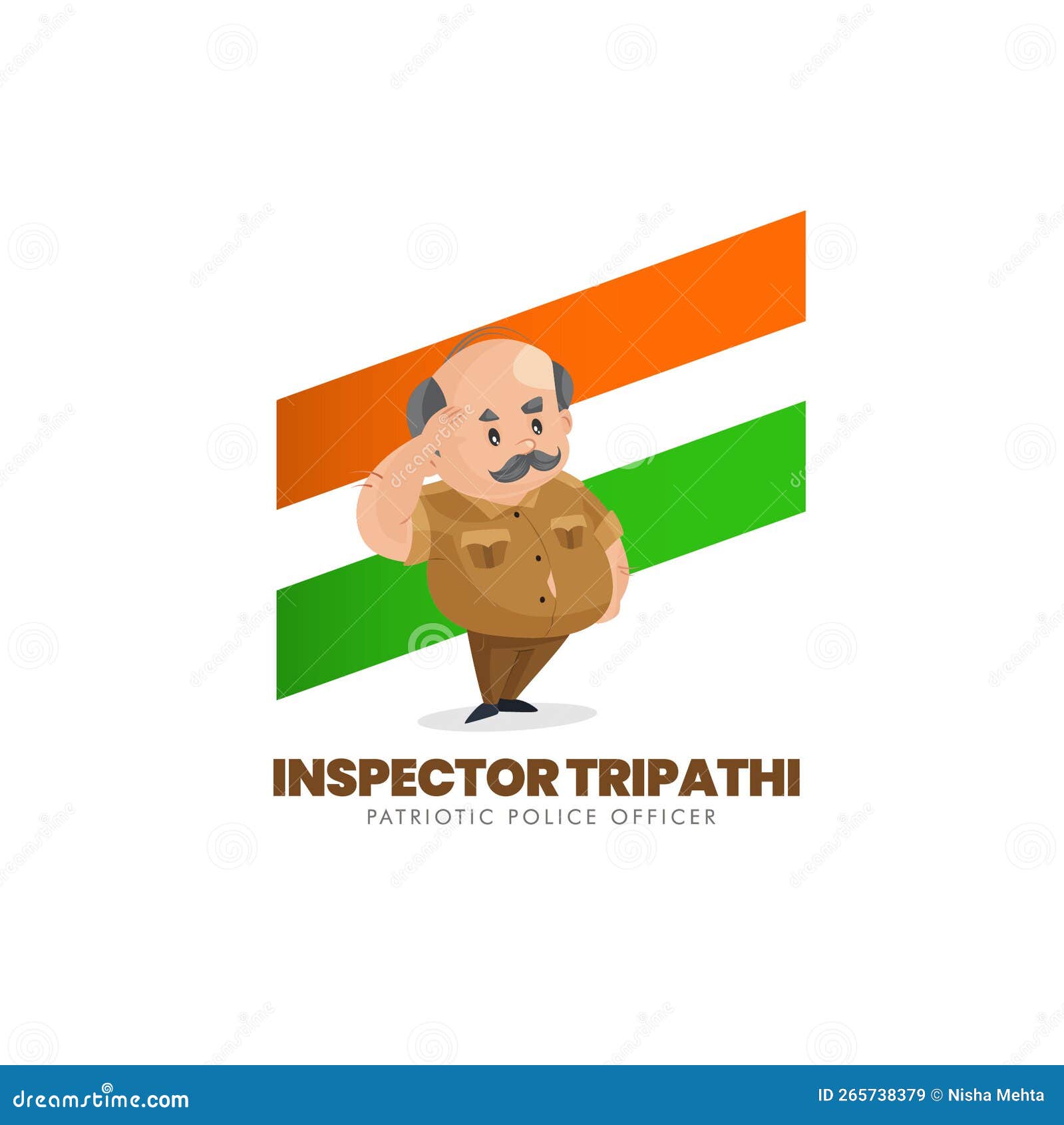 Inspector Tripathi Patriotic Police Officer Vector Mascot Logo Stock ...