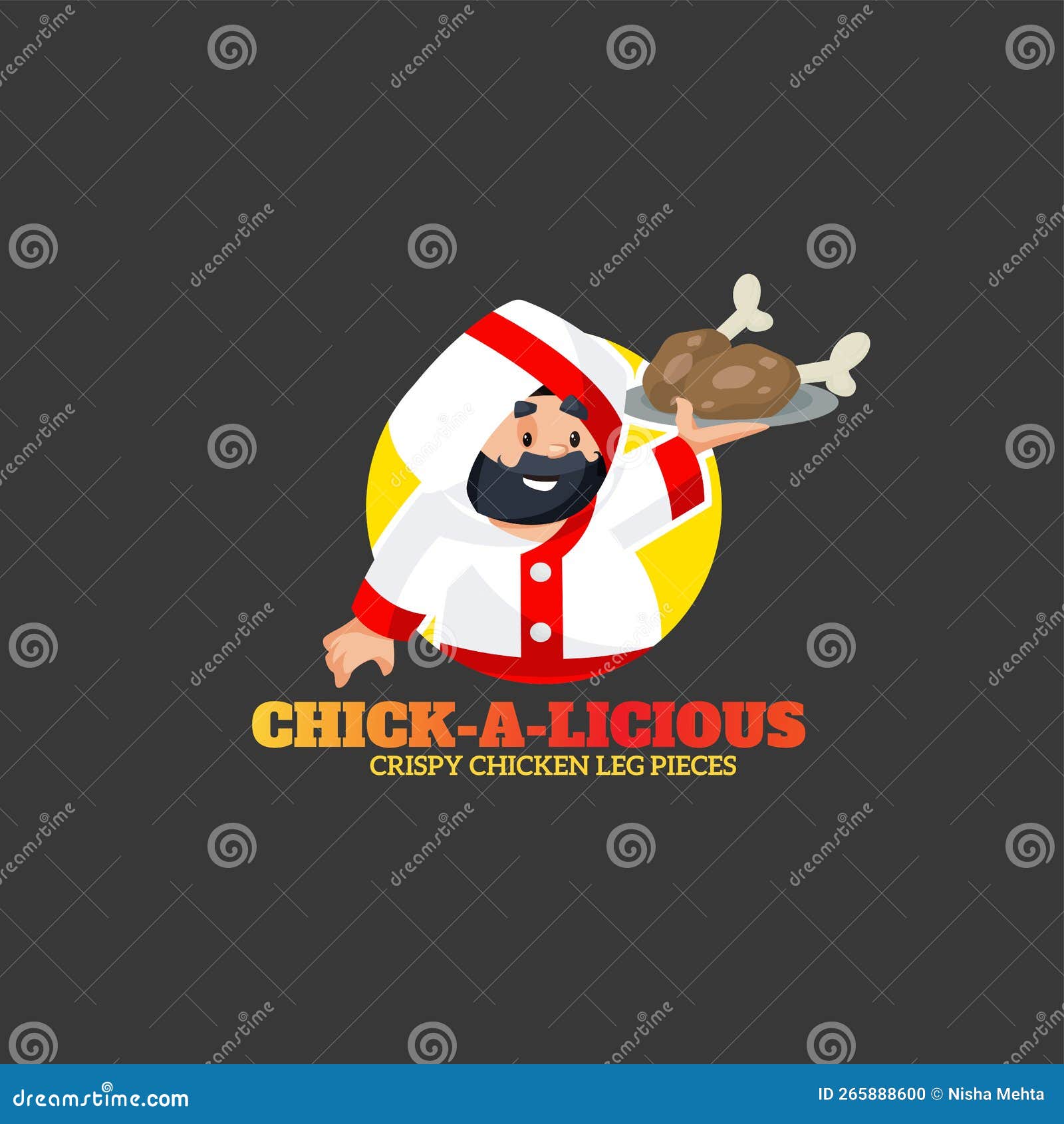 Chick-a-licious Crispy Chicken Leg Pieces Vector Mascot Logo Stock ...