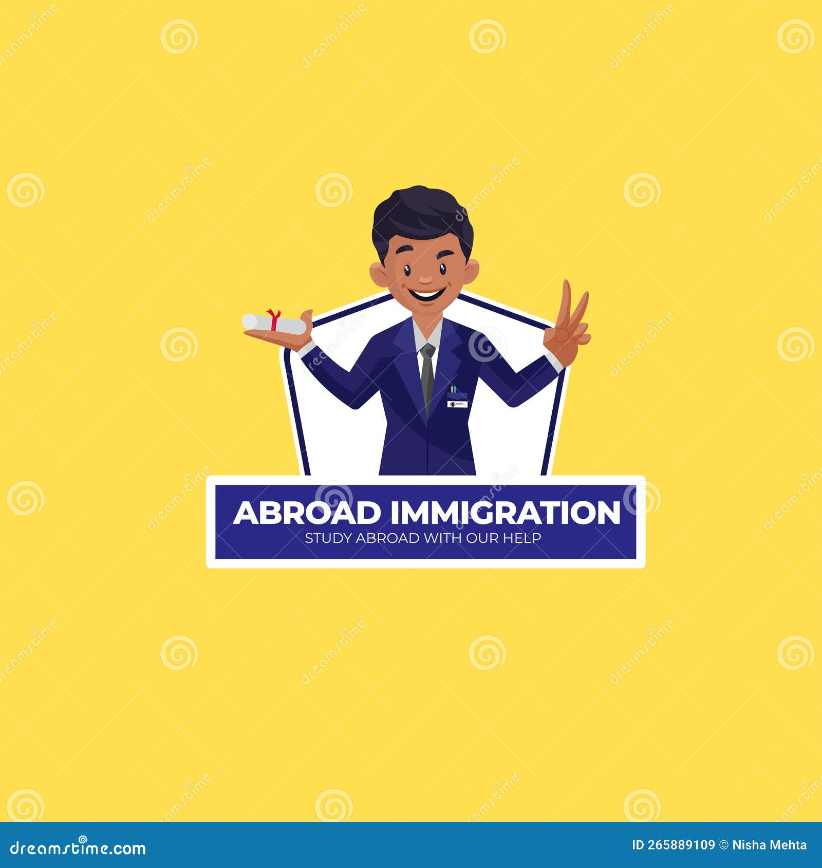 Abroad Immigration Vector Mascot Logo Stock Vector - Illustration of ...