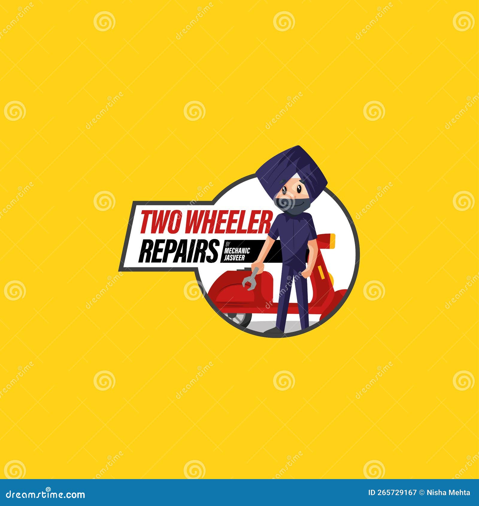 Two Wheeler Repairs Vector Mascot Logo Stock Vector - Illustration of ...