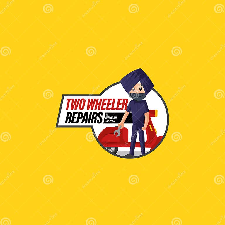Two Wheeler Repairs Vector Mascot Logo Stock Vector - Illustration of ...