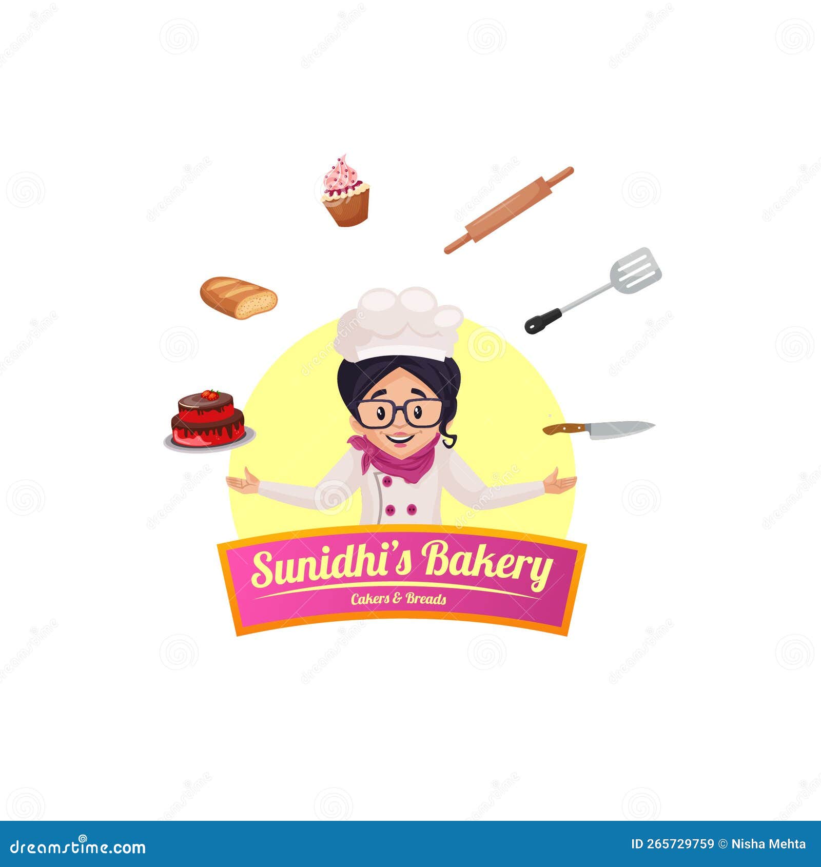 Sunidhi S Bakery Vector Mascot Logo Stock Vector - Illustration of ...