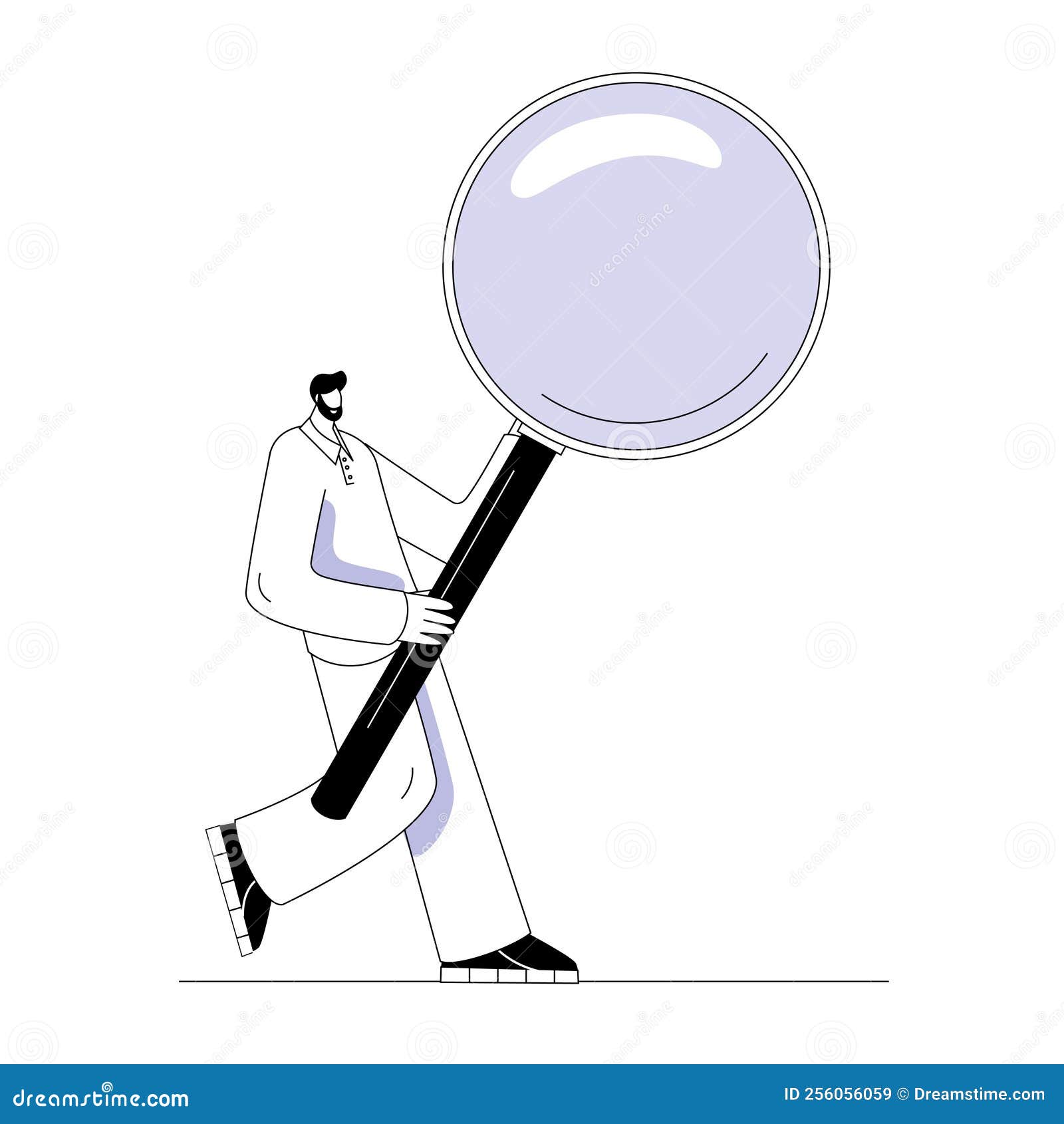 A Character with a Magnifying Glass is Looking for Something. Stock ...