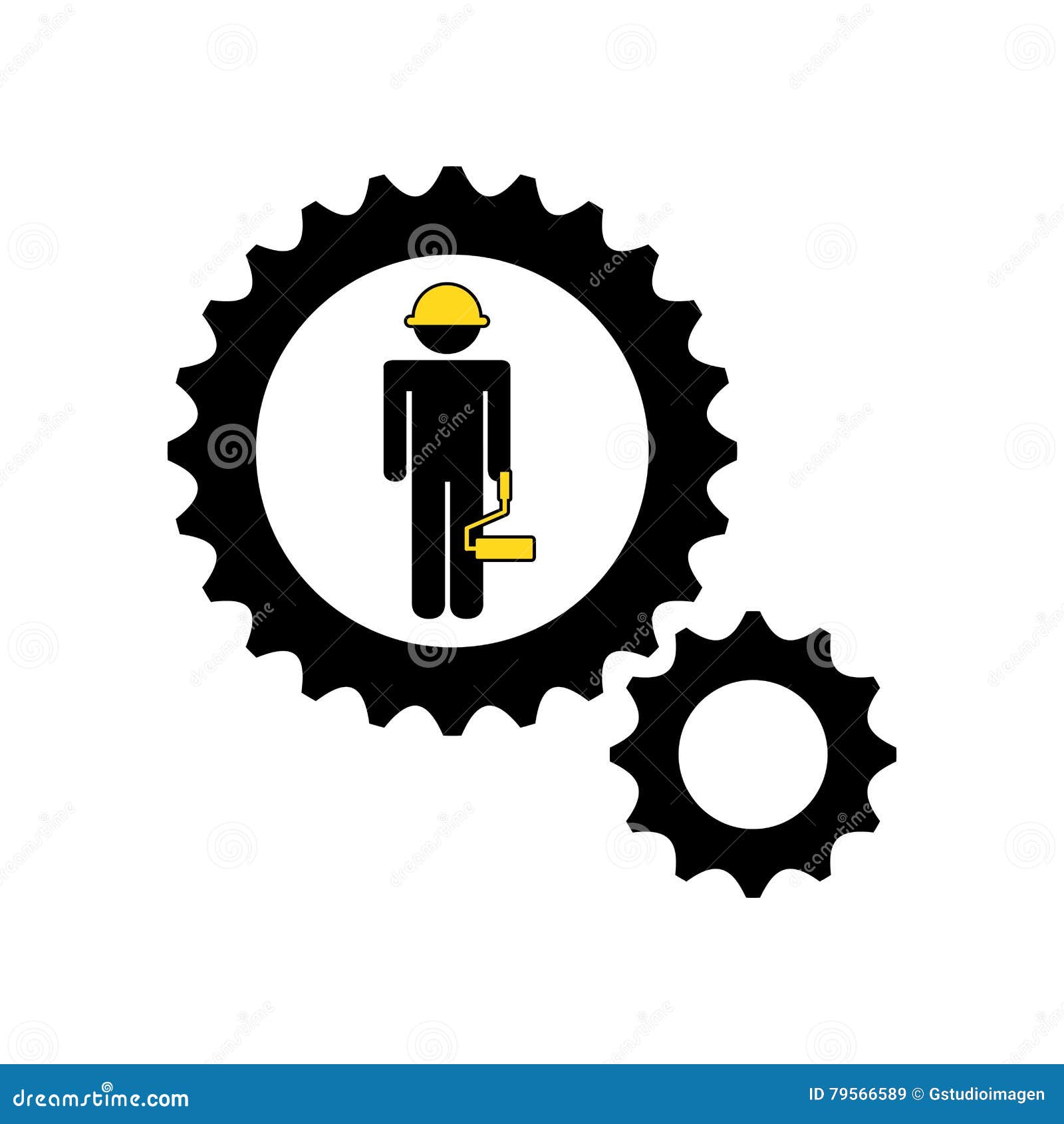 Character Man Construction Roller Icon Stock Illustration ...